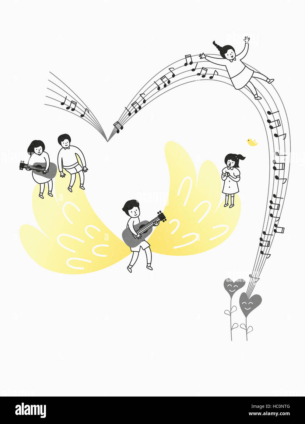 Smiling children playing music and singing Stock Photo - Alamy