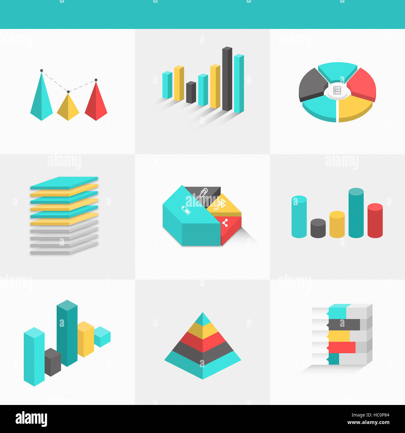 Various infographic diagrams and graphs related to business Stock Photo ...