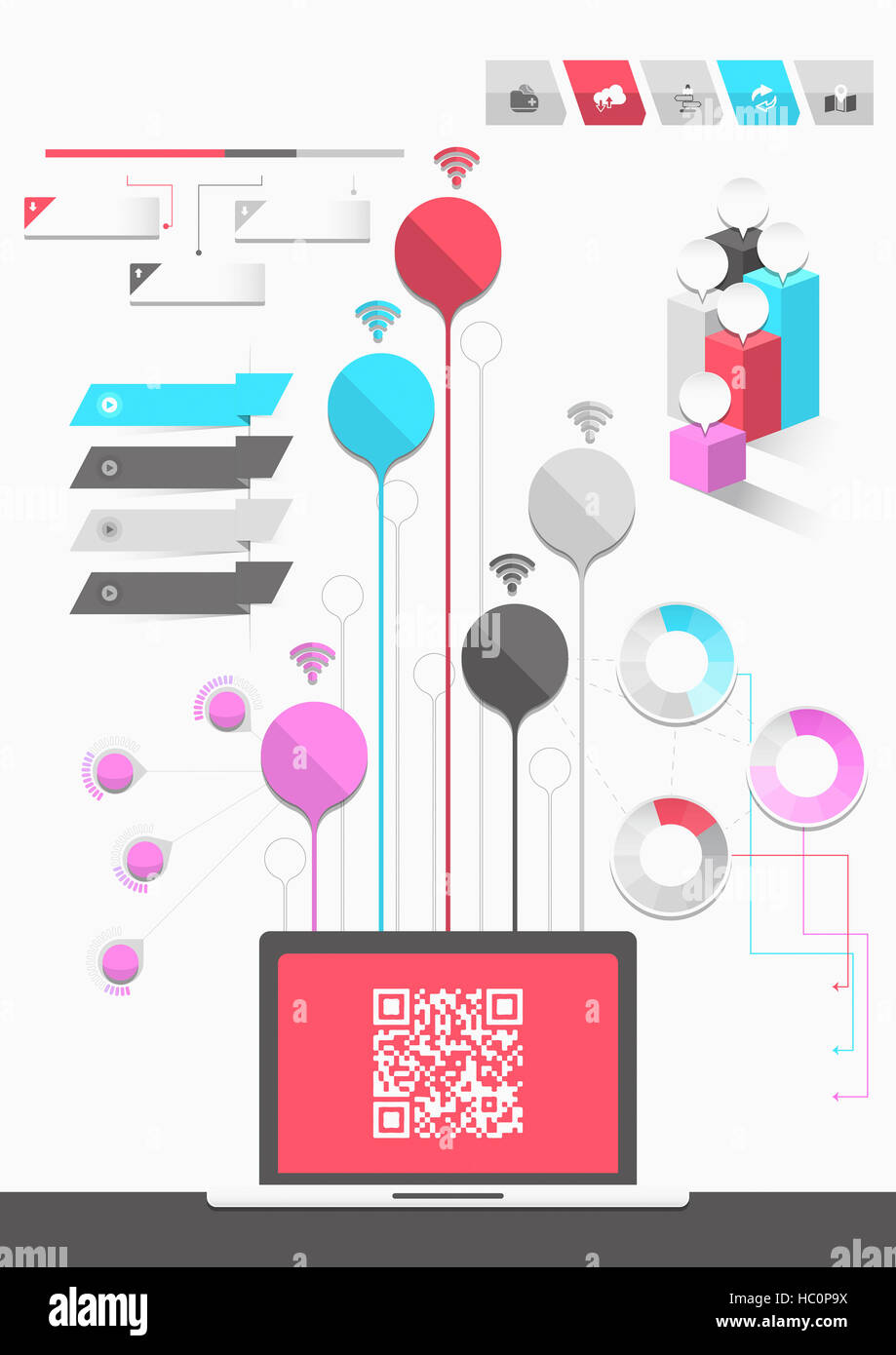 Infographic illustration related ro mobile communication with Wi-Fi ...