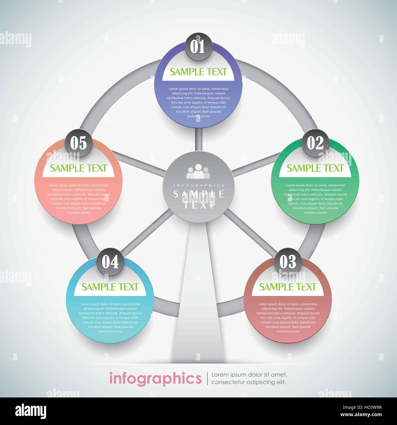 vector abstract 3d paper Ferris wheel infographic elements Stock Vector ...