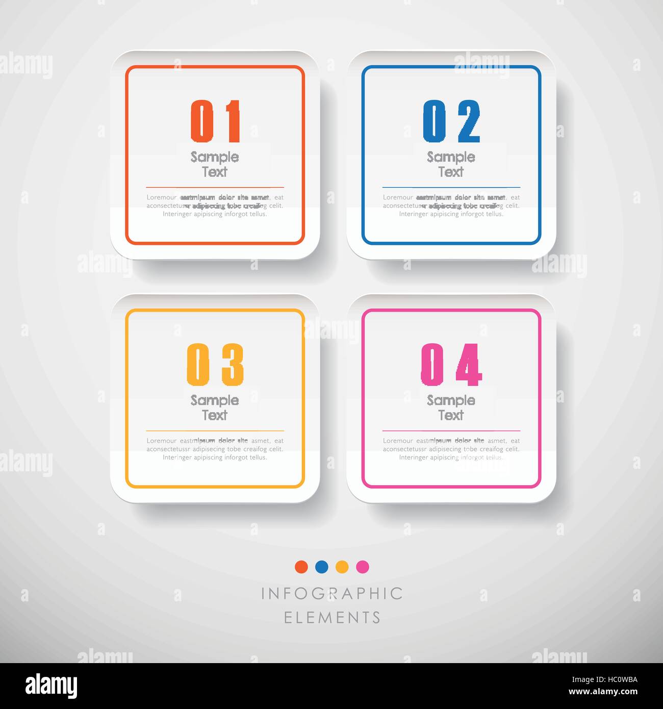 vector abstract 3d paper rounded rectangle infographic elements Stock ...