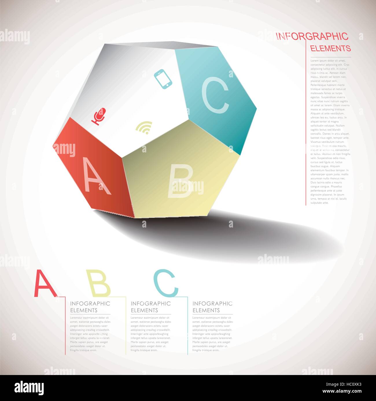 vector abstract dimensional pentagon infographic elements Stock Vector ...