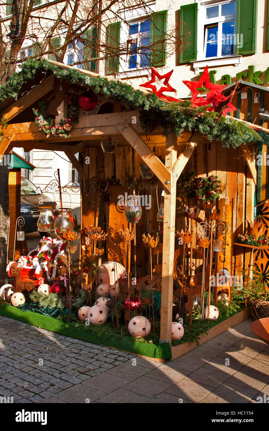 Christmas craft market at Ludwigsberg, Germany, a wooden craftsman's ...