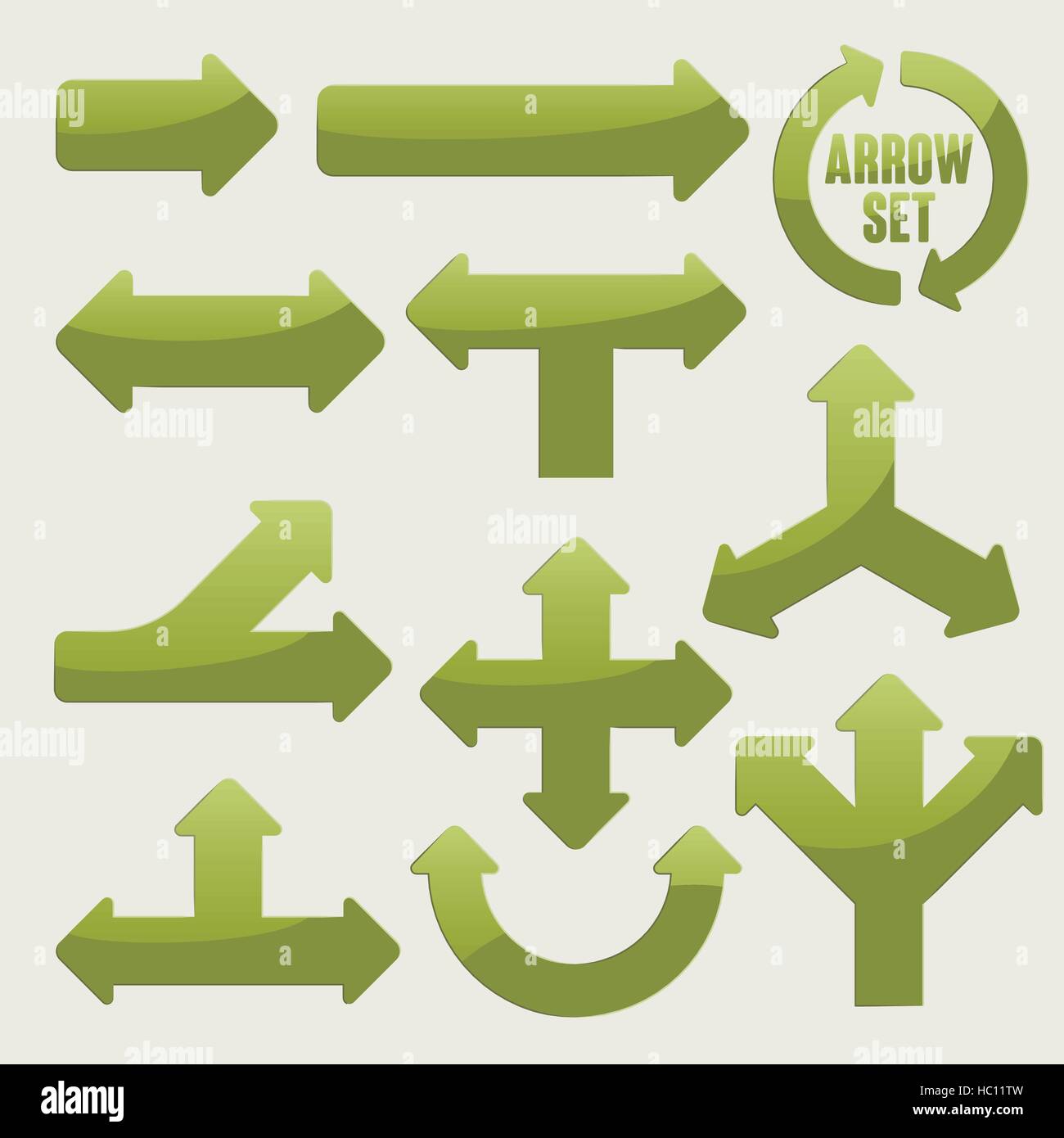 simplicity green arrows set isolated on white background Stock Vector ...