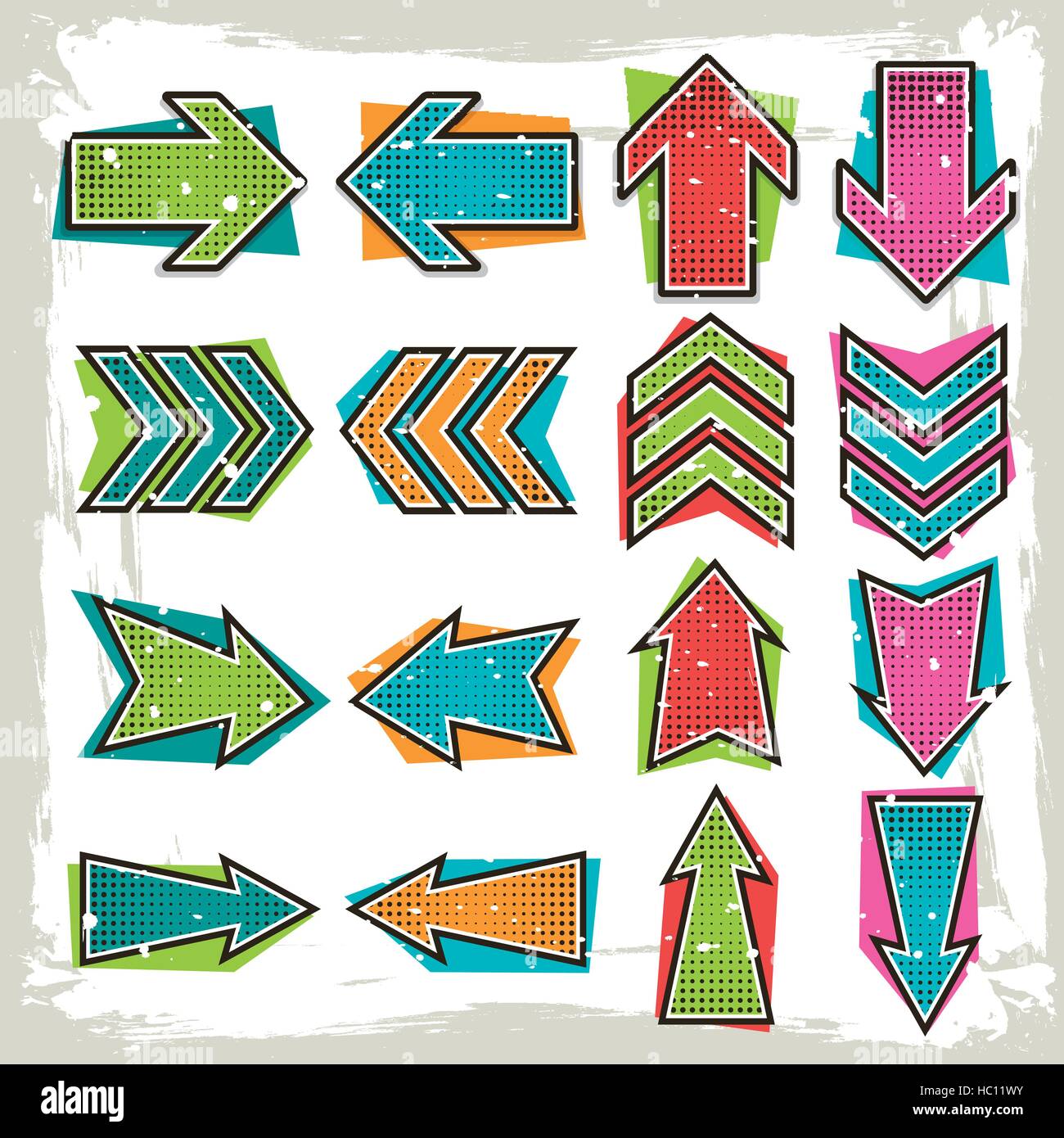 retro comic style arrows set isolated on white background Stock Vector ...