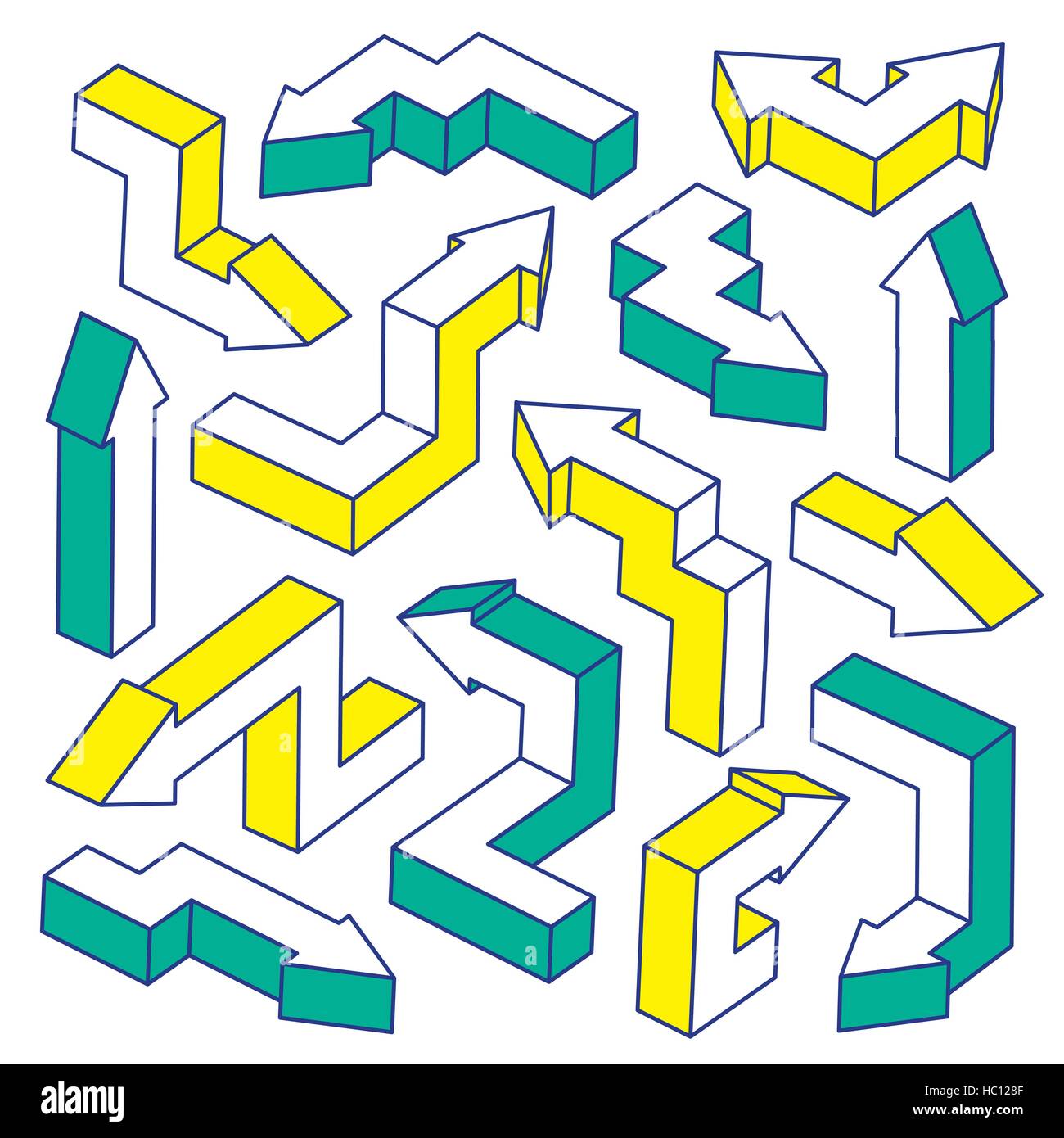 lovely 3d arrows set isolated on white background Stock Vector Image ...