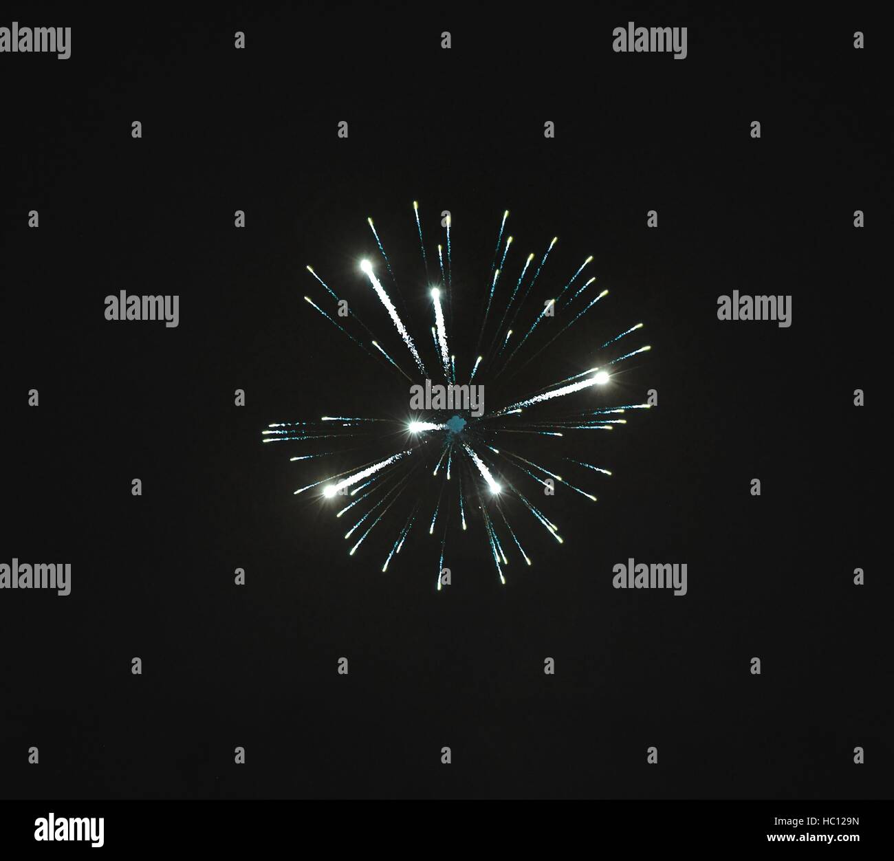 Shiny natural fireworks on dark sky background with little smoke Stock ...