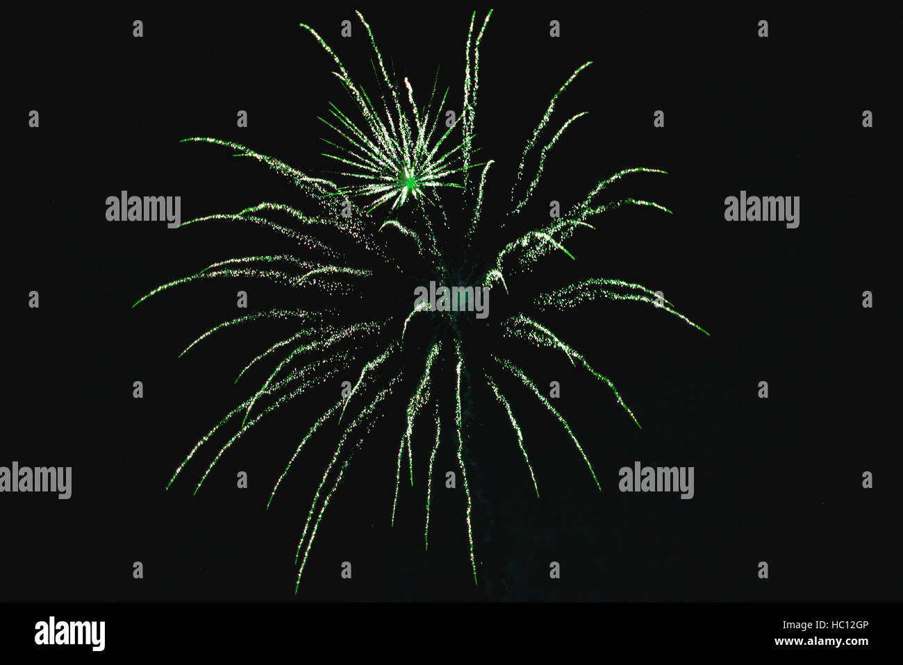 Shiny natural fireworks on dark sky background with little smoke Stock ...