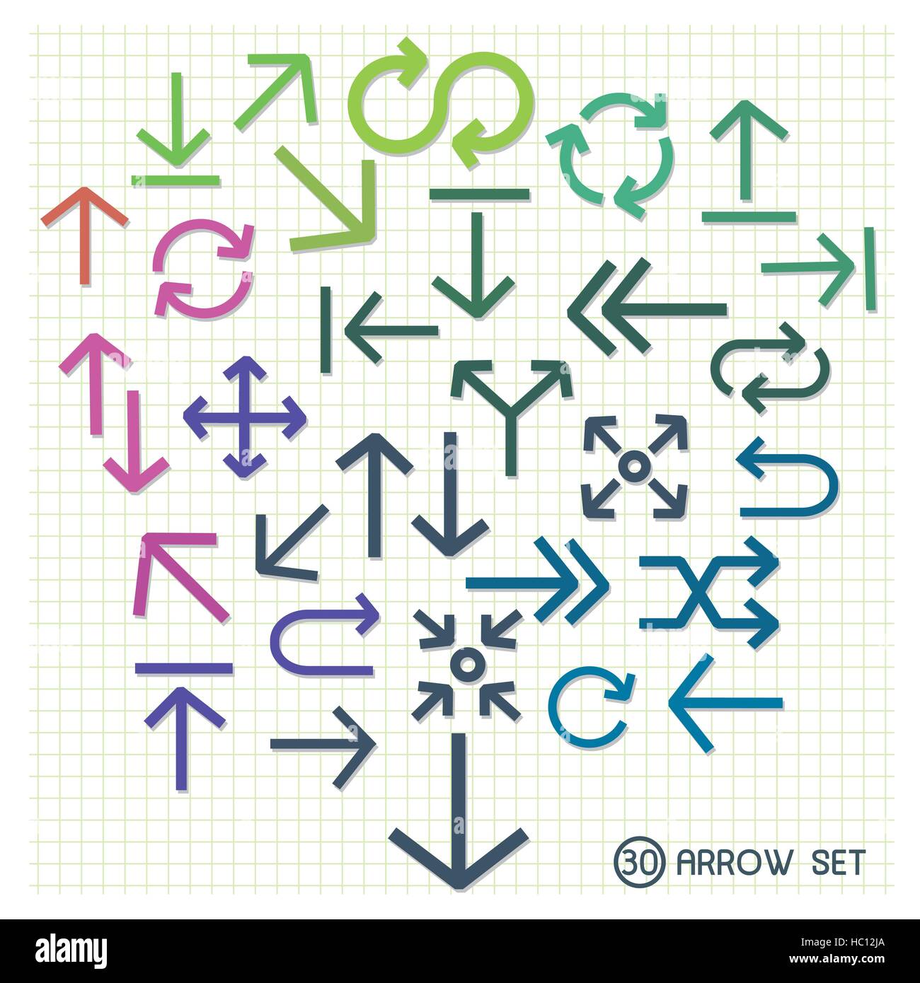 colorful trendy flat design arrows set isolated on white background ...