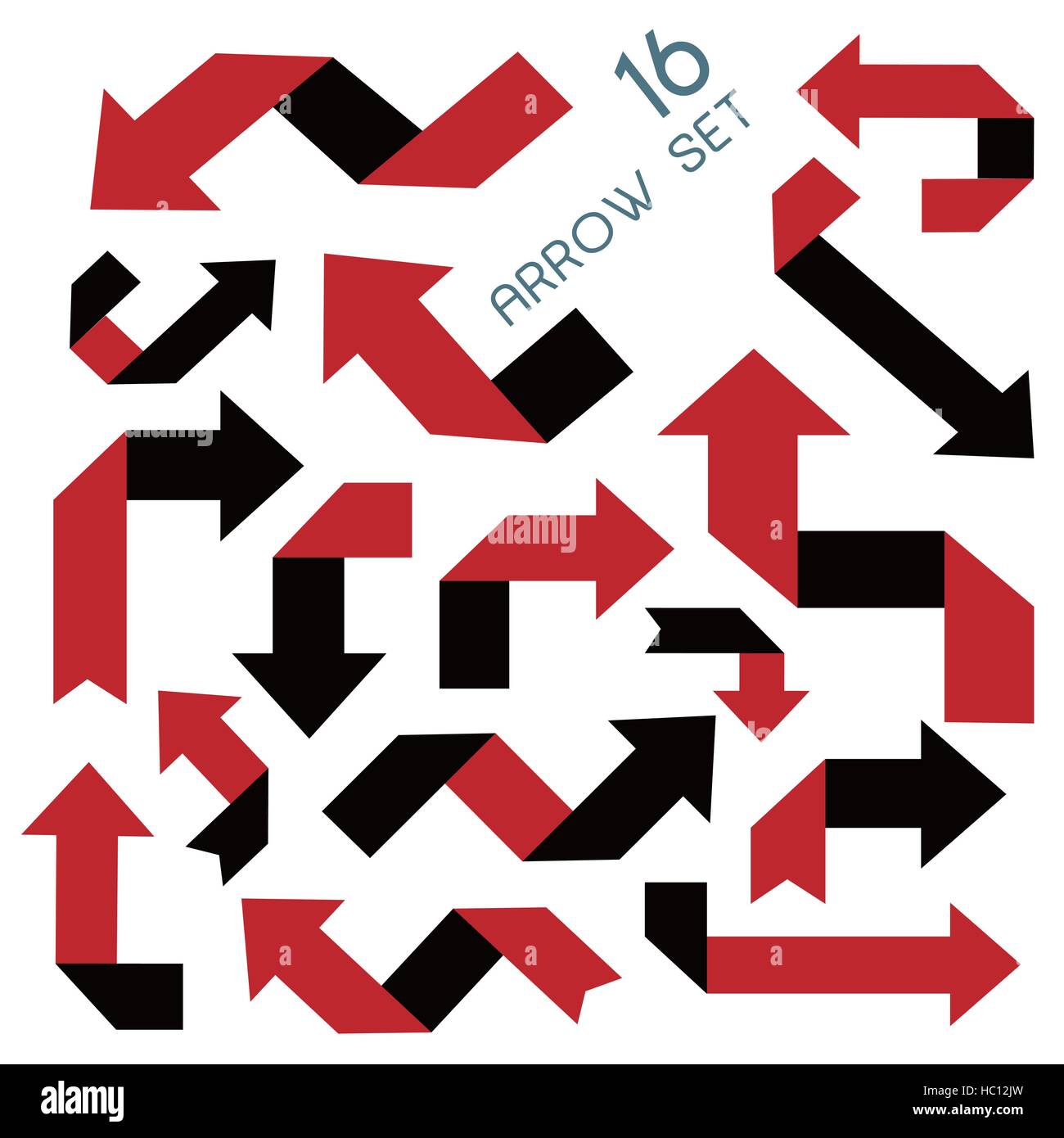 set of red origami arrows set isolated on white background Stock Vector ...