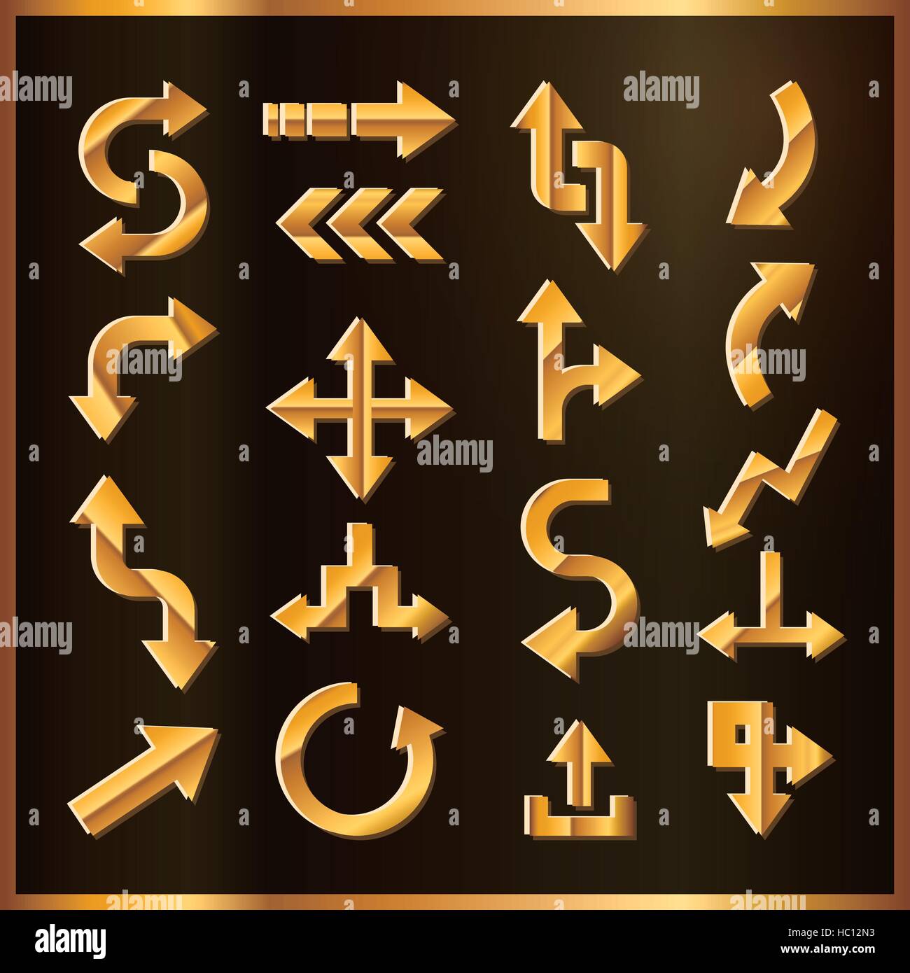 luxury golden arrows set isolated on black background Stock Vector ...