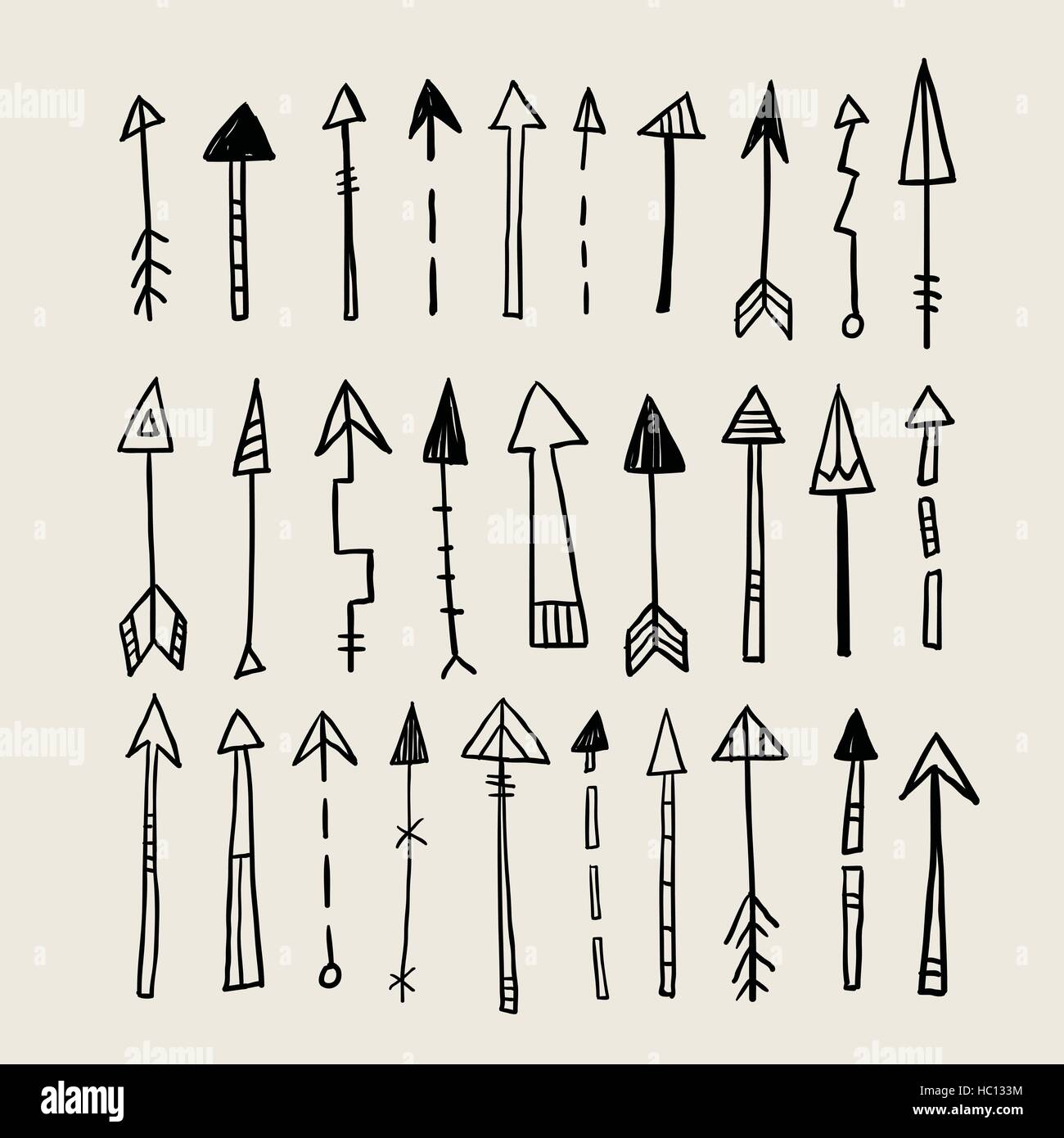 hand drawn lovely arrows collection isolated on beige Stock Vector ...