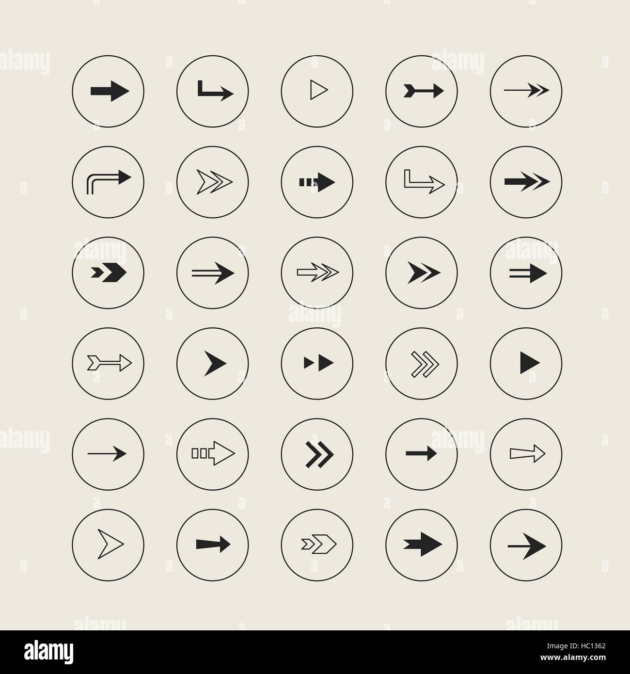 elegant arrow icons design set isolated on beige background Stock ...