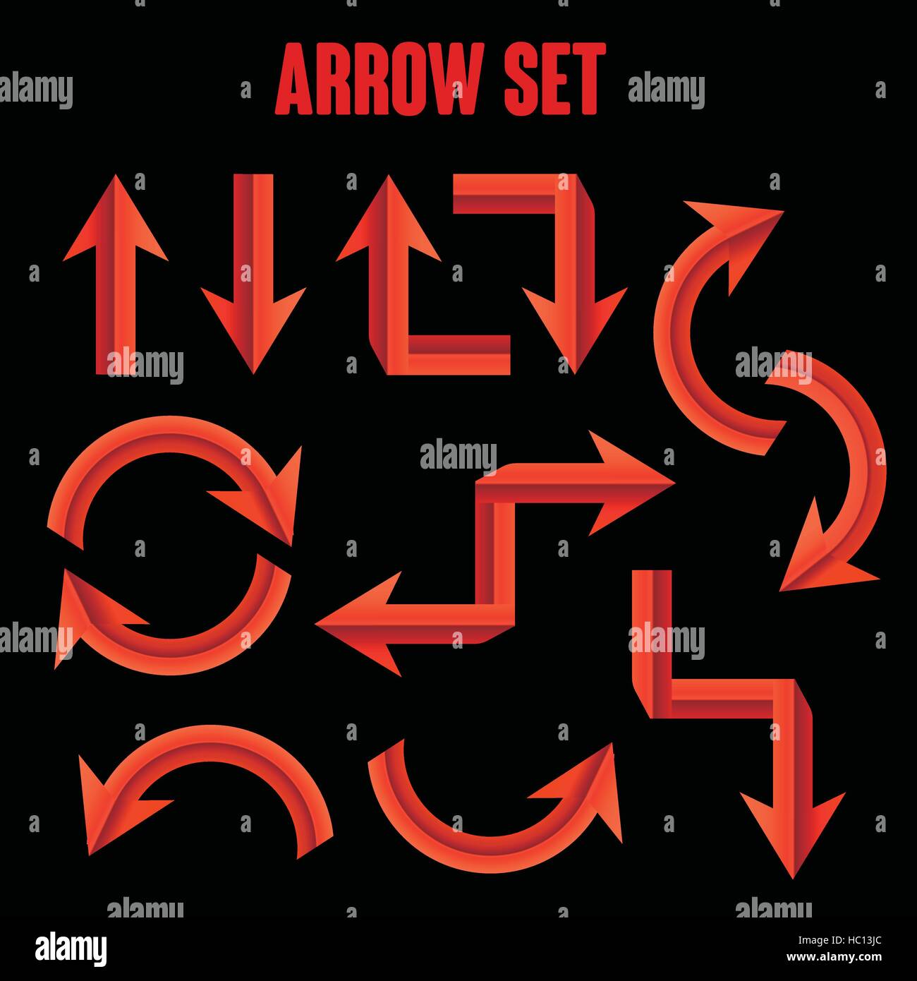 modern red arrow set over black background Stock Vector Image & Art - Alamy