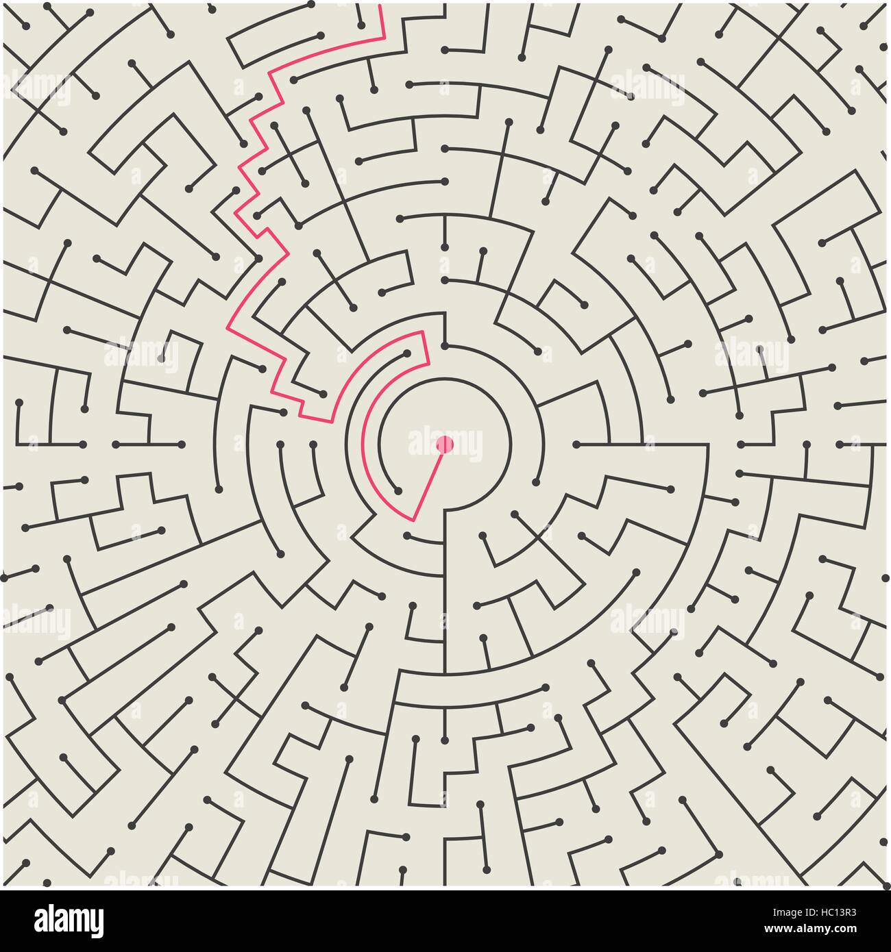 close-up look at circular maze isolated on beige background Stock ...