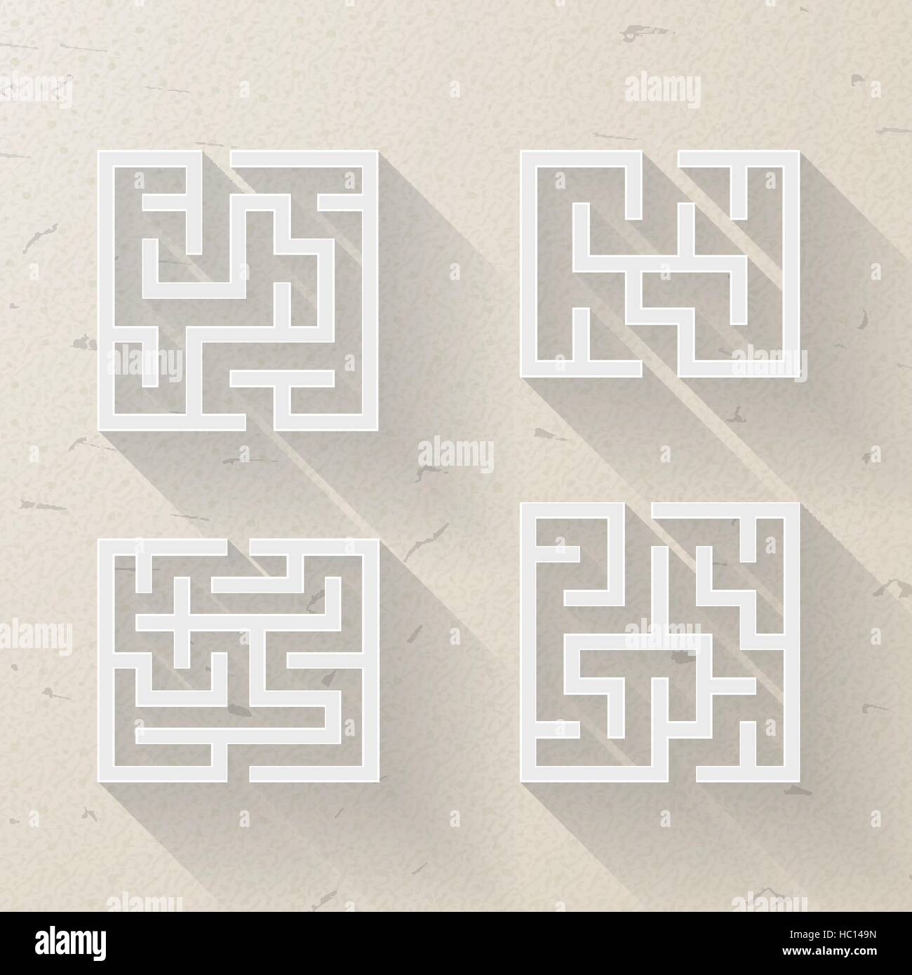 elegant square labyrinth set isolated on beige background Stock Vector ...