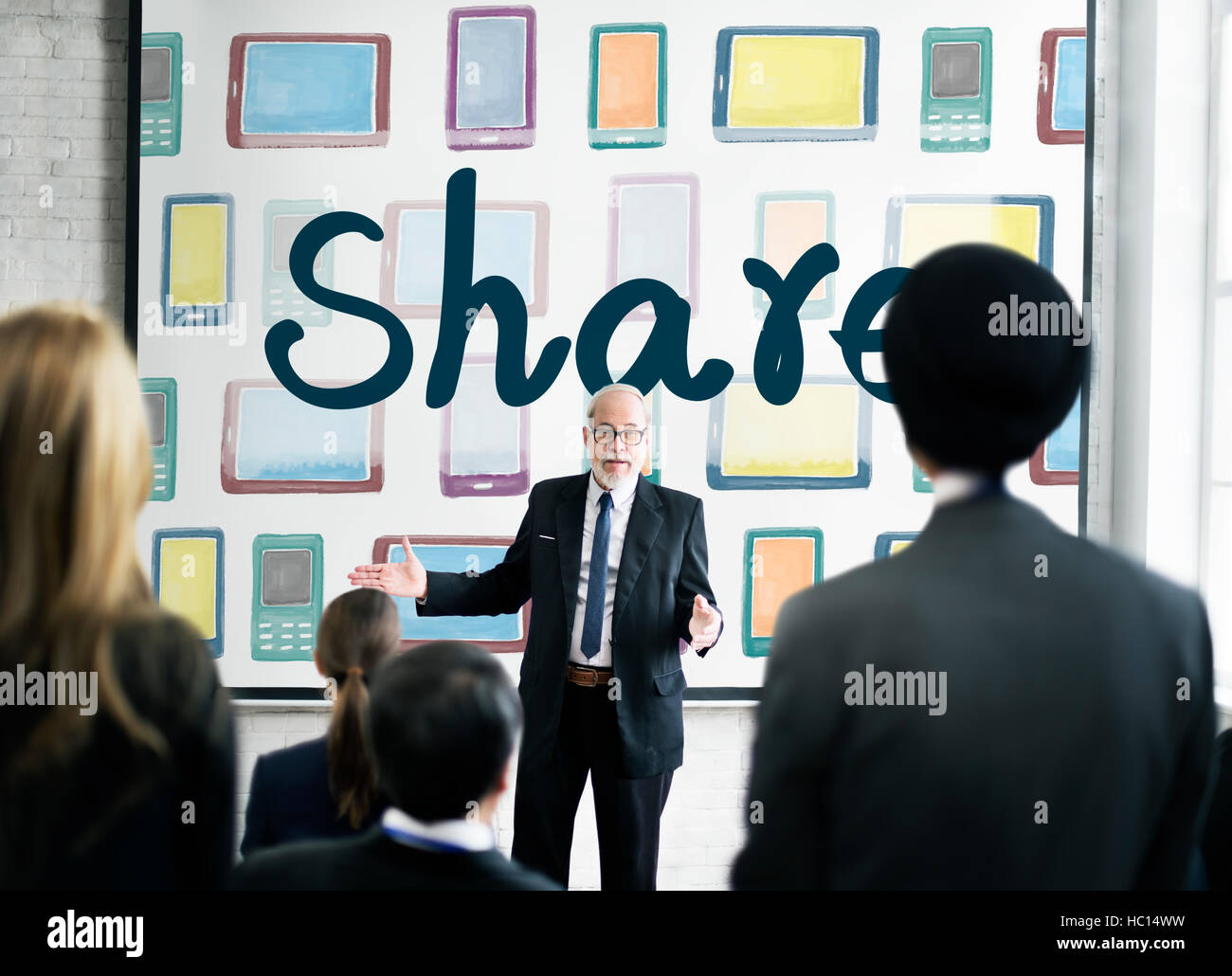 Share Digital Devices Electronics Connection Concept Stock Photo - Alamy