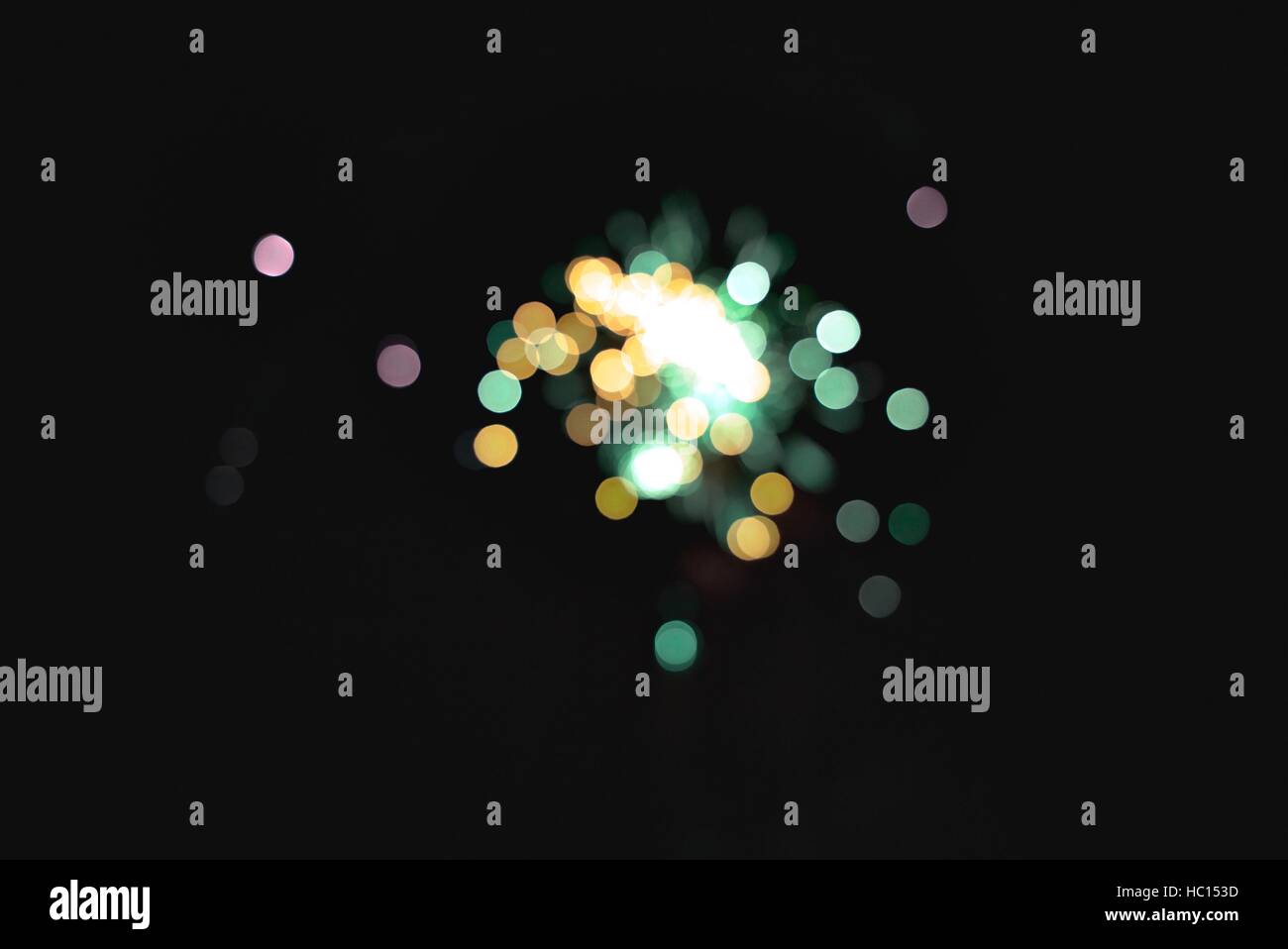 Light blur and defocus bokeh circles on black sky background Stock ...