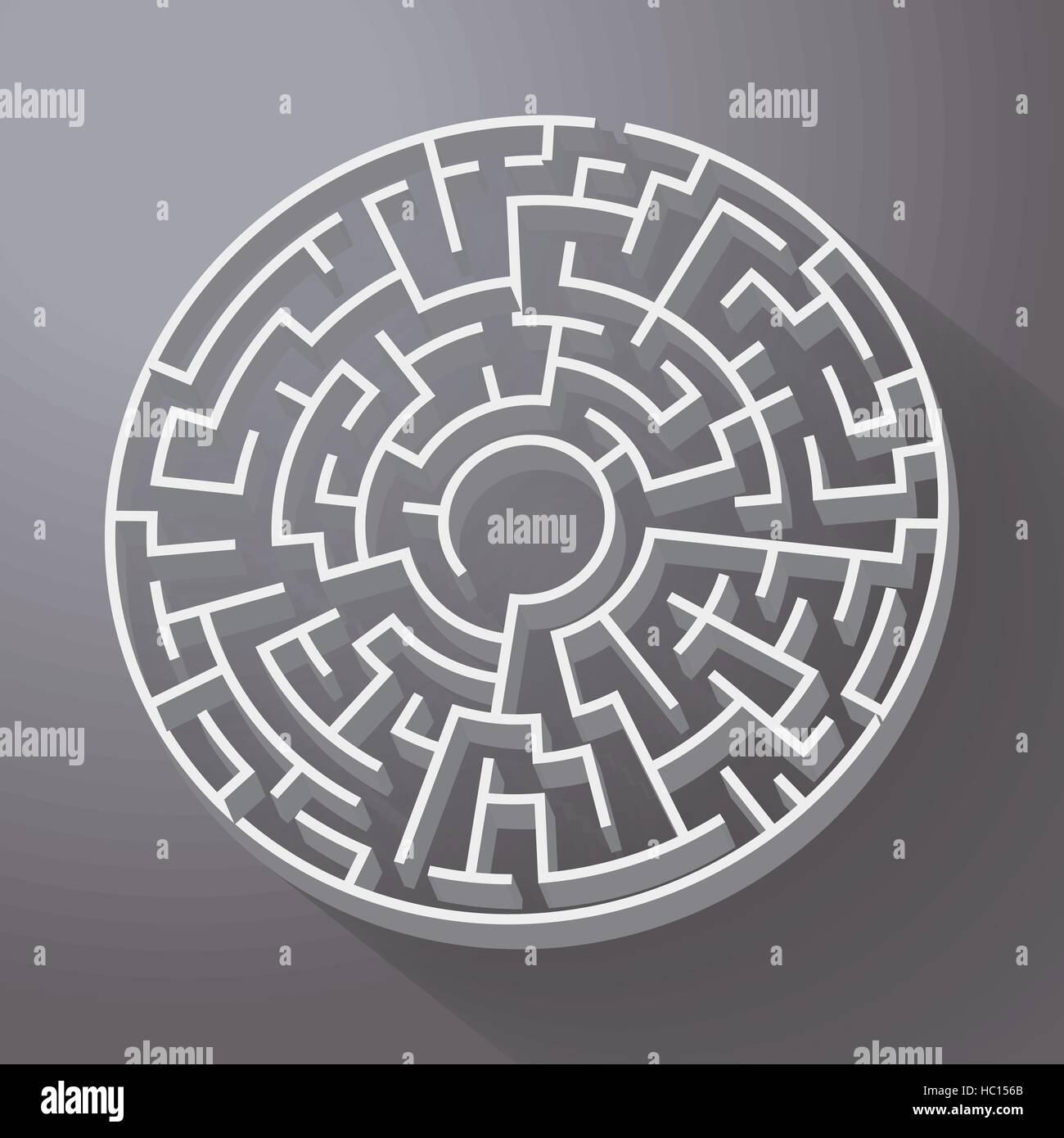 elegant circular maze with shadow isolated on grey background Stock ...