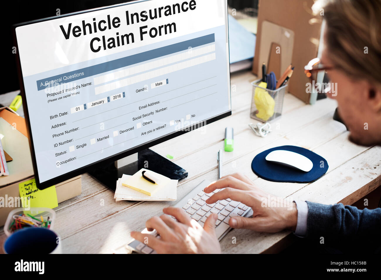 Vehicle Insurance Claim Form Concept Stock Photo - Alamy