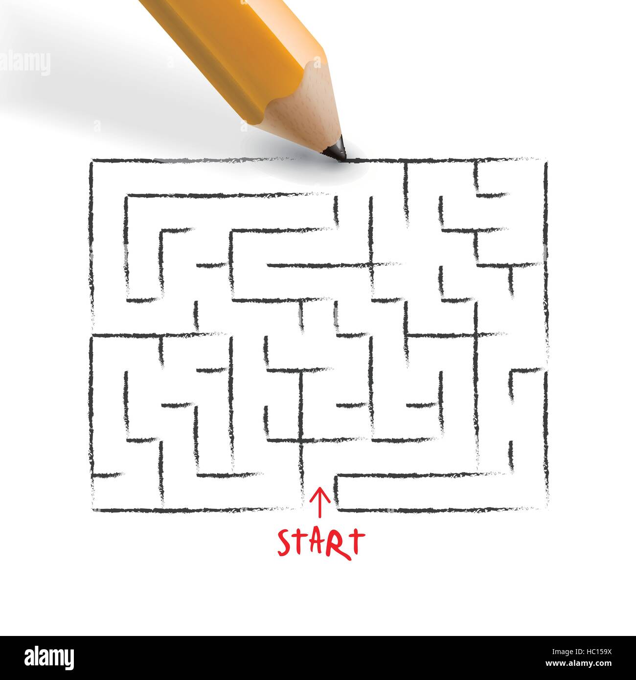 innovative maze drawn by pencil isolated on white paper Stock Vector ...