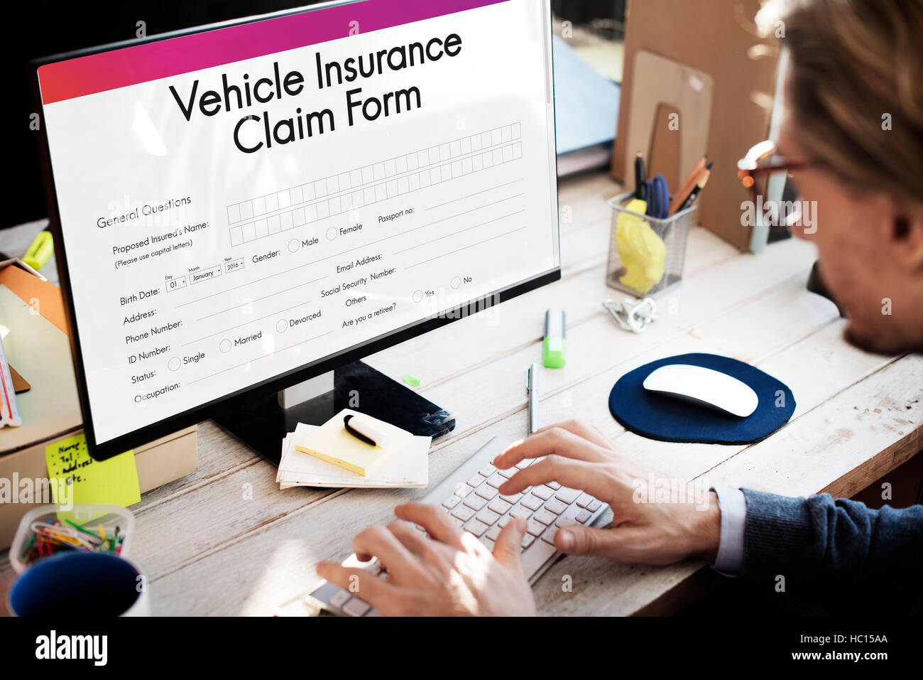 Vehicle Insurance Claim Form Concept Stock Photo - Alamy