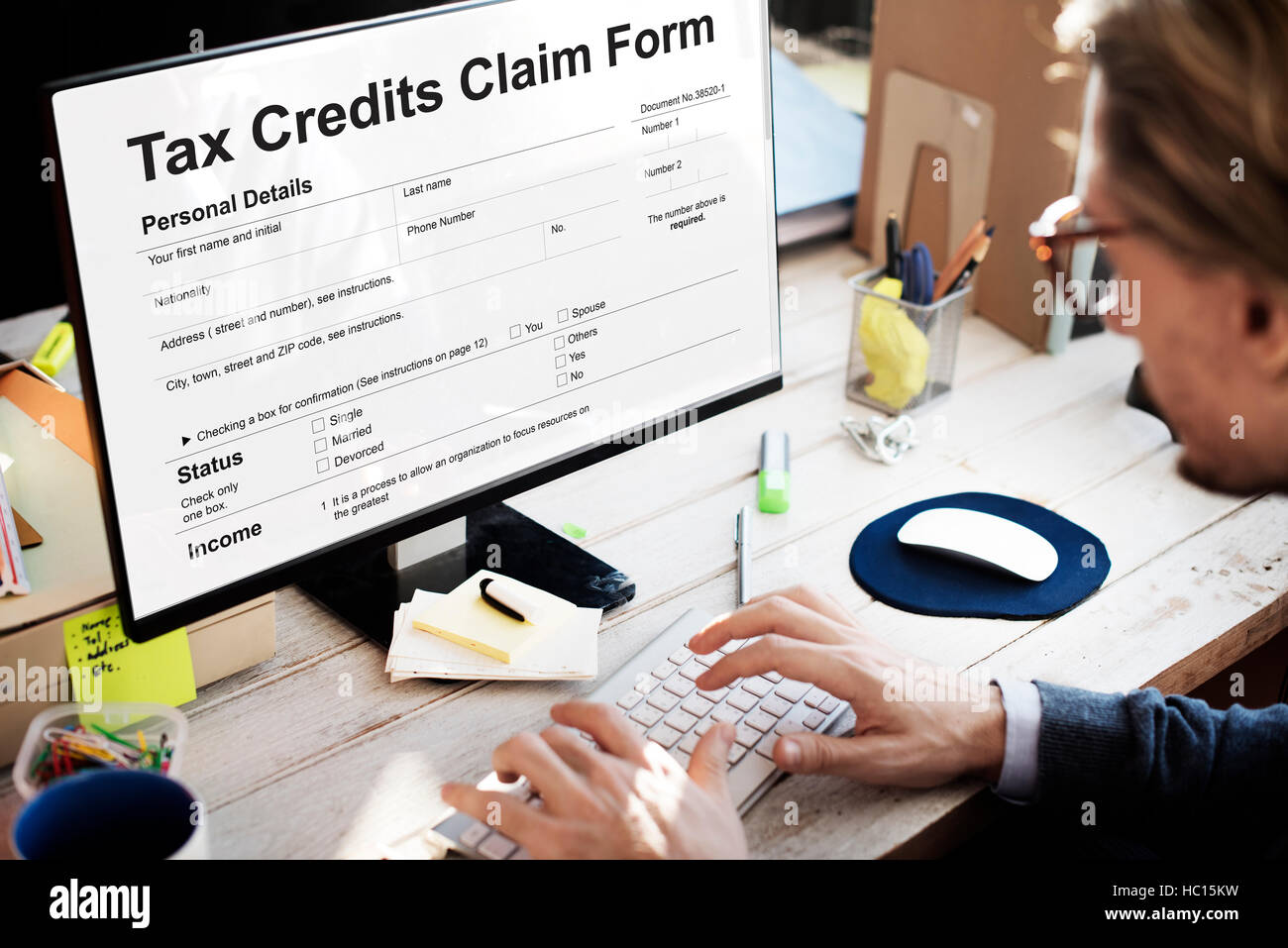 Tax Credits Claim Return Deduction Refund Concept Stock Photo - Alamy