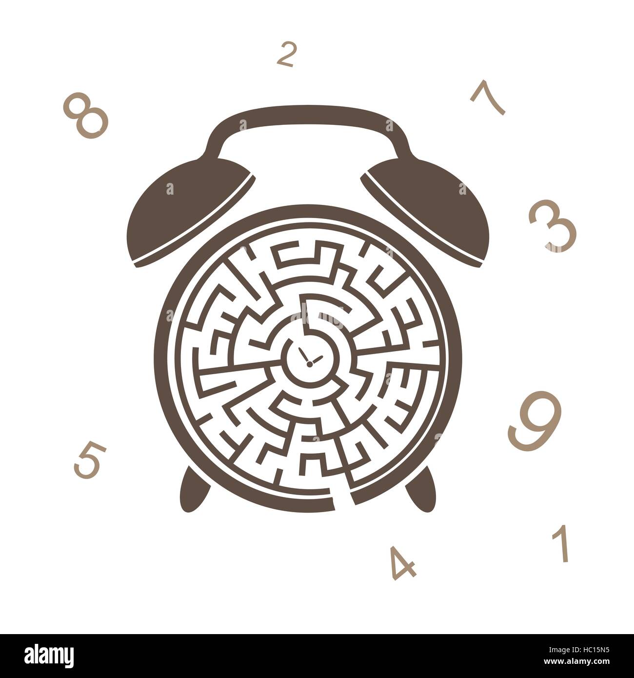 innovative circular maze in clock shape isolated on white background ...