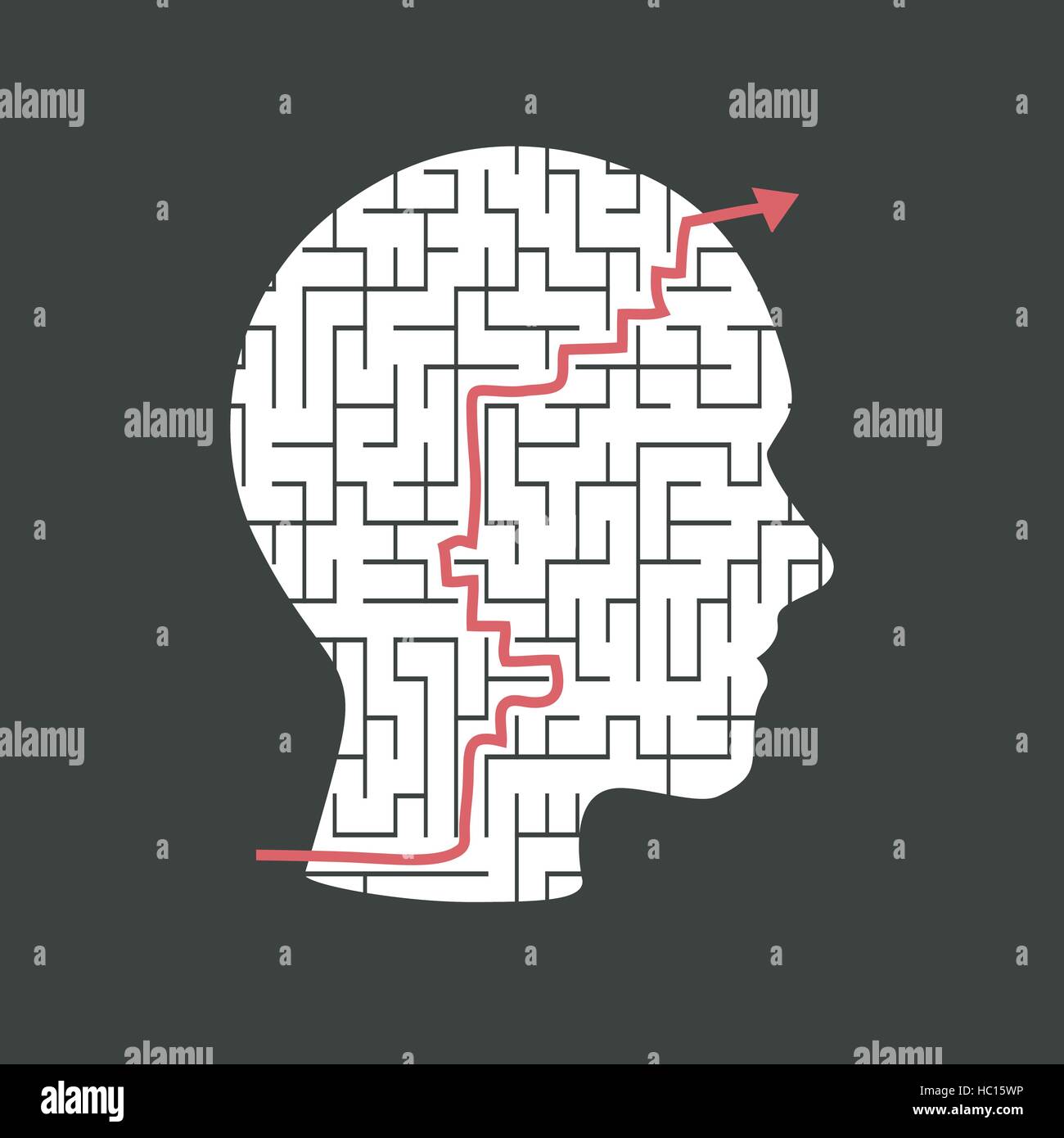 innovative head shape maze isolated on dark background Stock Vector ...