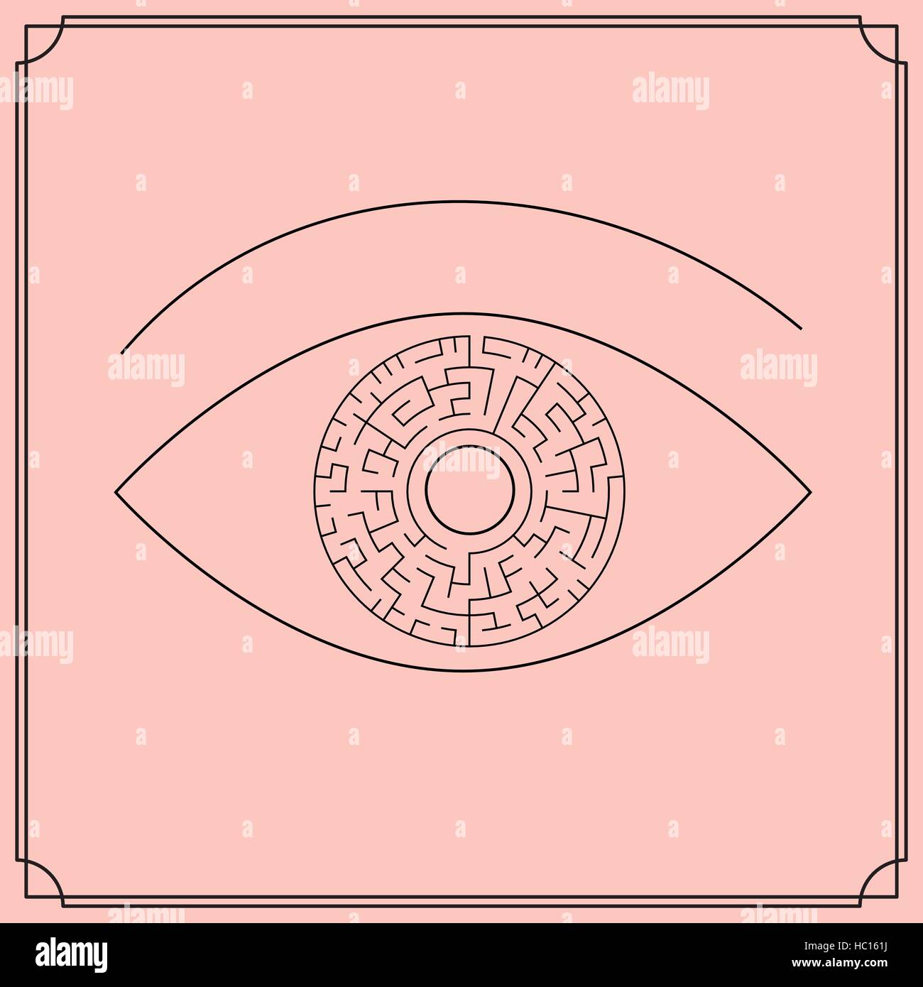 innovative circular maze in eye isolated on complexion background Stock ...