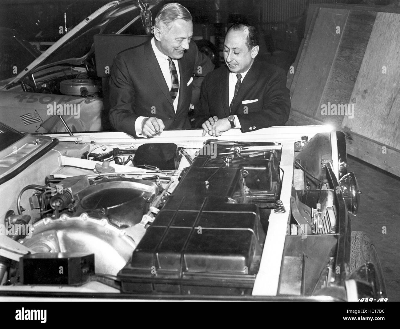 George Huebner (left) designer of the Chrysler turbine engine, with ...