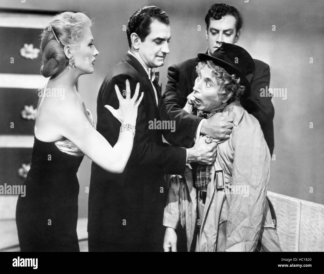 LOVE HAPPY, from left: Ilona Massey, Bruce Gordon, Raymond Burr (back ...
