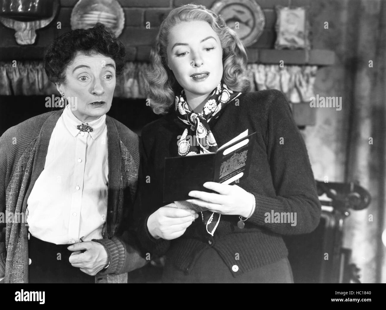 LOST HONEYMOON, from left: Una O'Connor, Ann Richards, 1947 Stock Photo ...