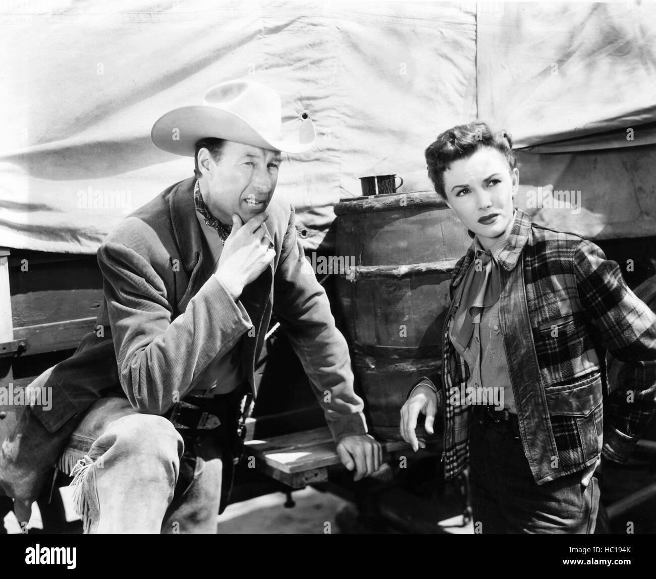 THE LONGHORN, from left: Bill Elliott, Phyllis Coates, 1951 Stock Photo ...