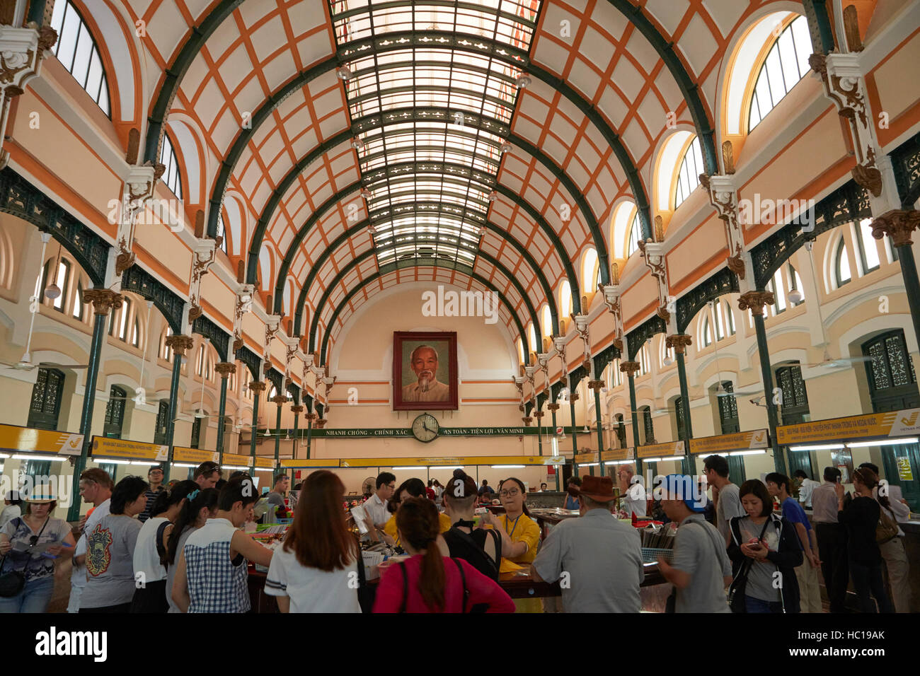 Customers inside historic Central Post Office, designed by Gustave ...