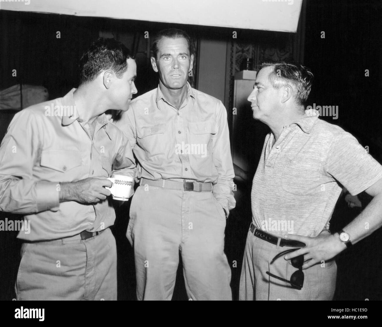 MISTER ROBERTS, from left, Jack Lemmon, Henry Fonda, co-director Mervyn ...