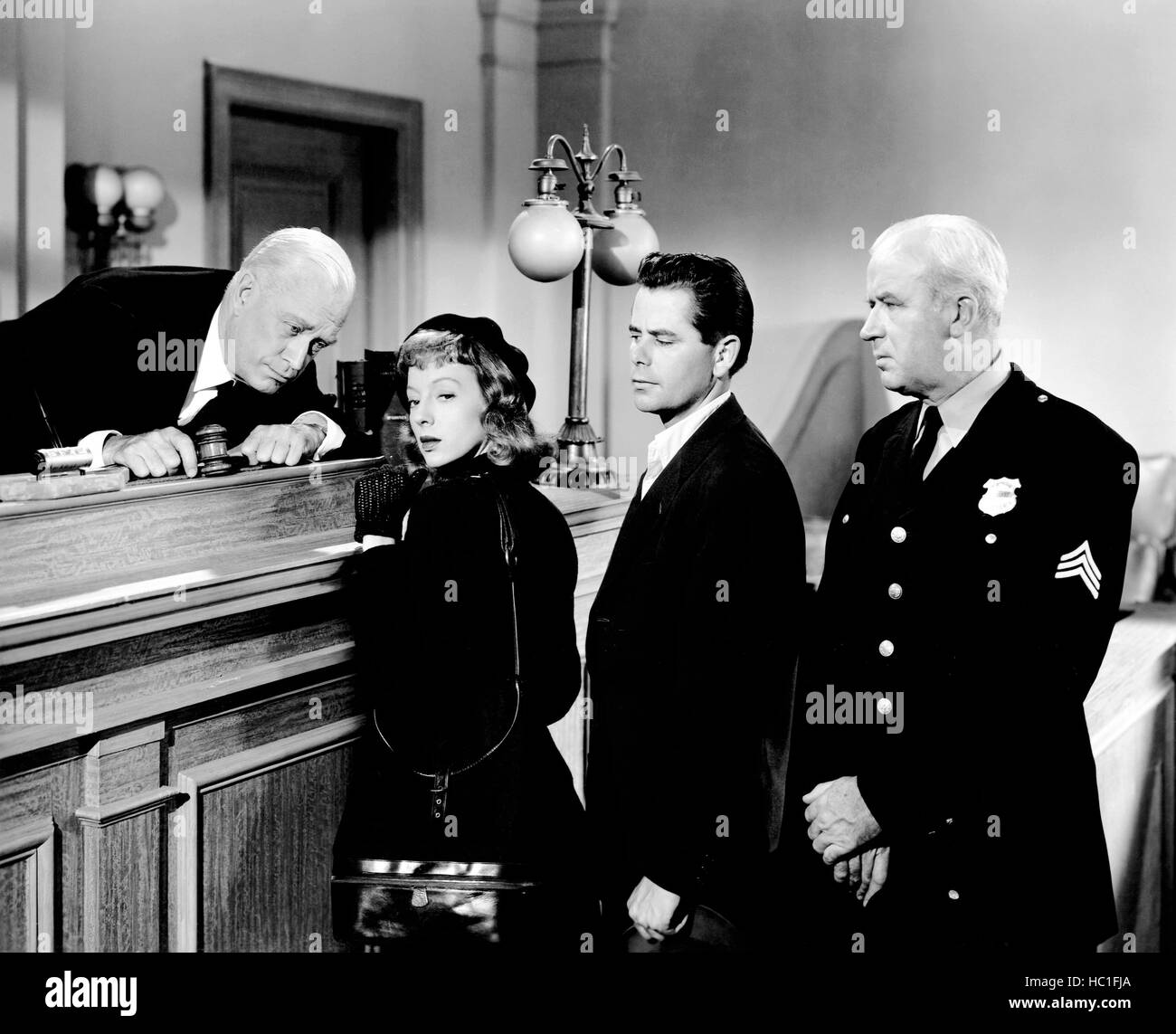 MR. SOFT TOUCH, from left, Charles Trowbridge, Evelyn Keyes, Glenn Ford ...