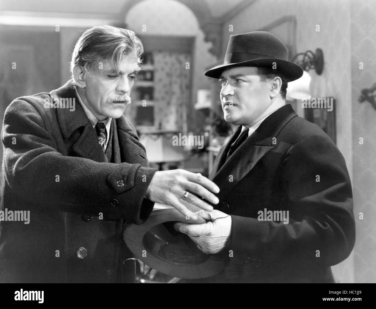 NIGHT KEY, from left: Boris Karloff, Edwin Maxwell, 1937 Stock Photo ...