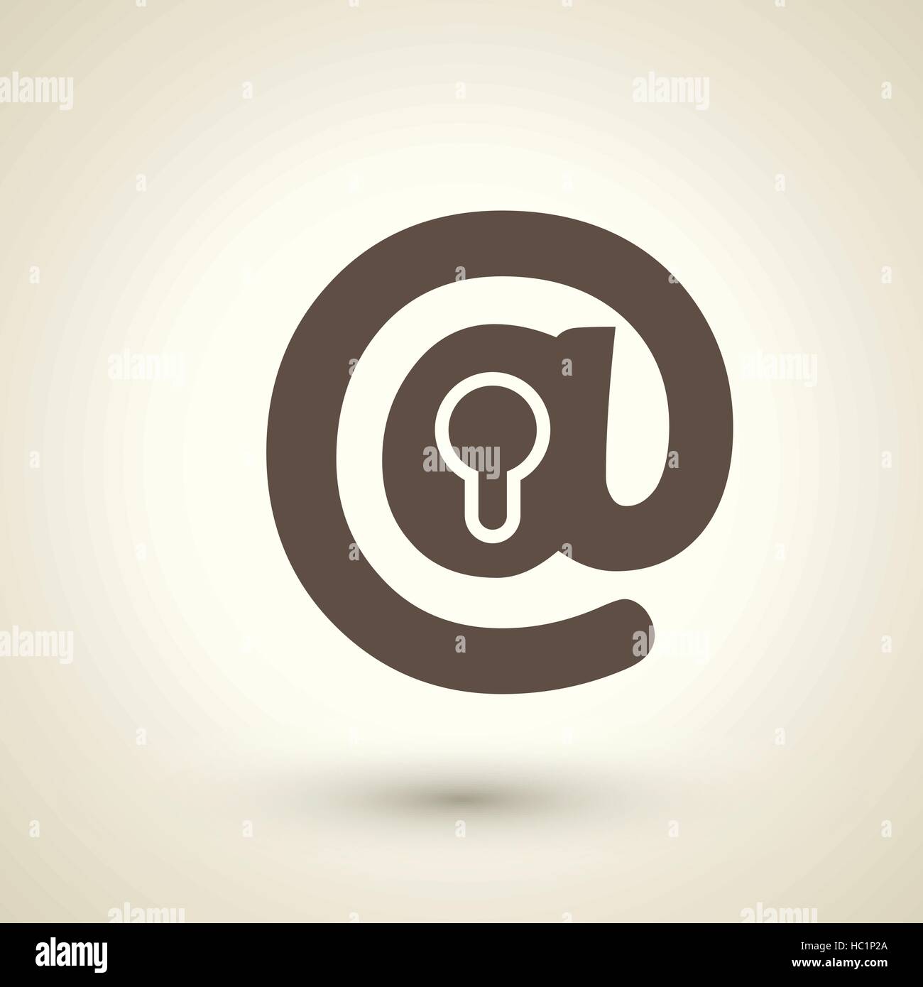 retro flat design icon with at sign element over brown background Stock ...