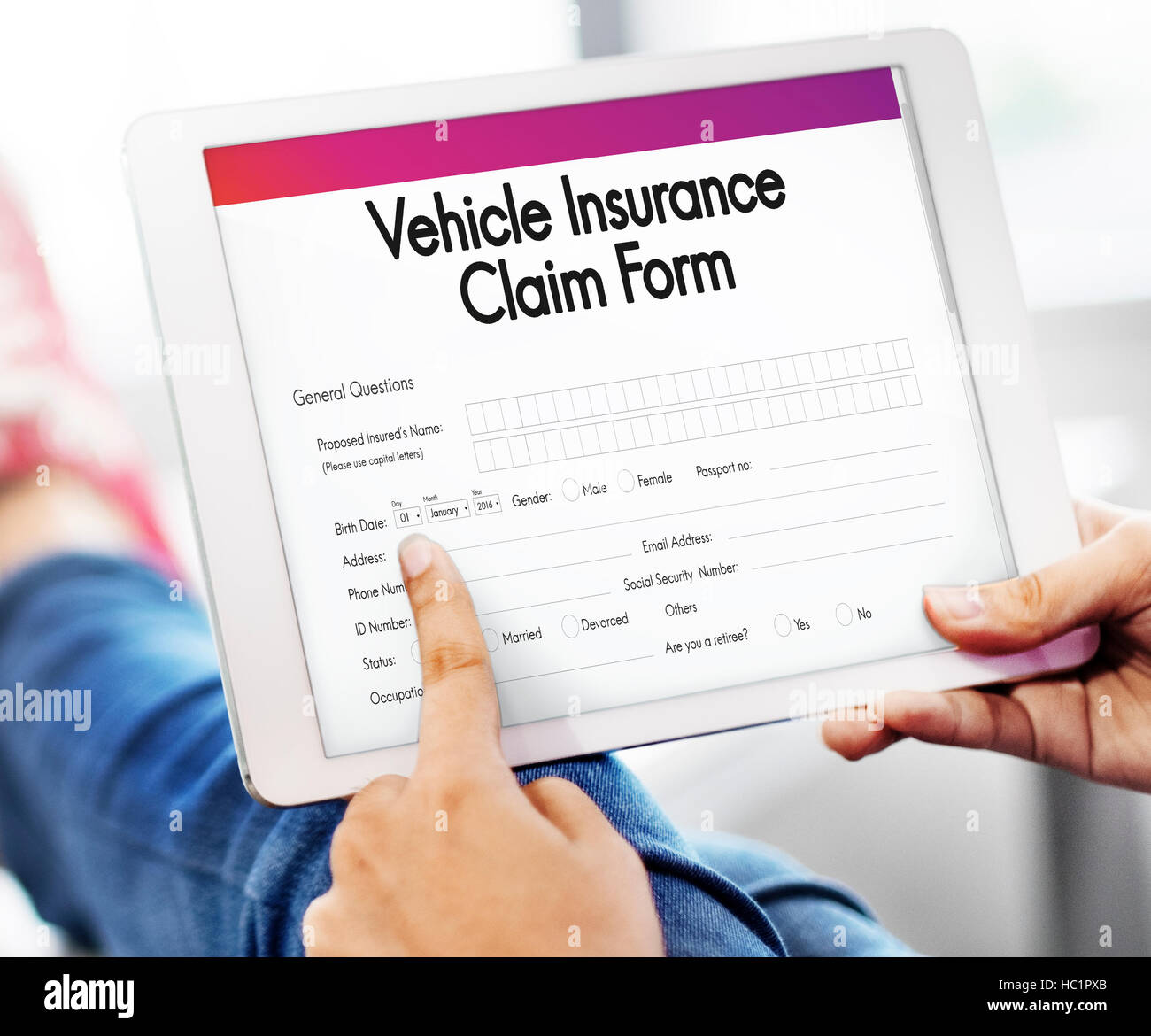 Vehicle Insurance Claim Form Concept Stock Photo - Alamy