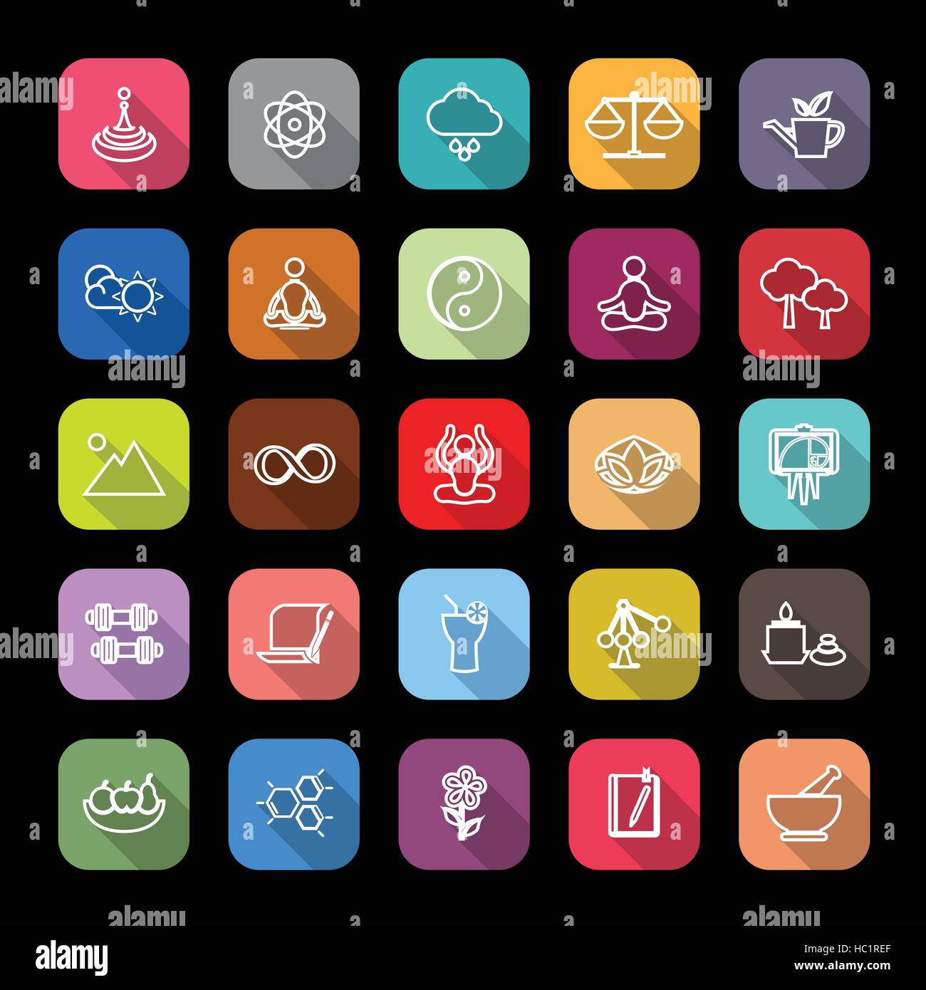 Zen concept line icons with long shadow, stock vector Stock Vector ...