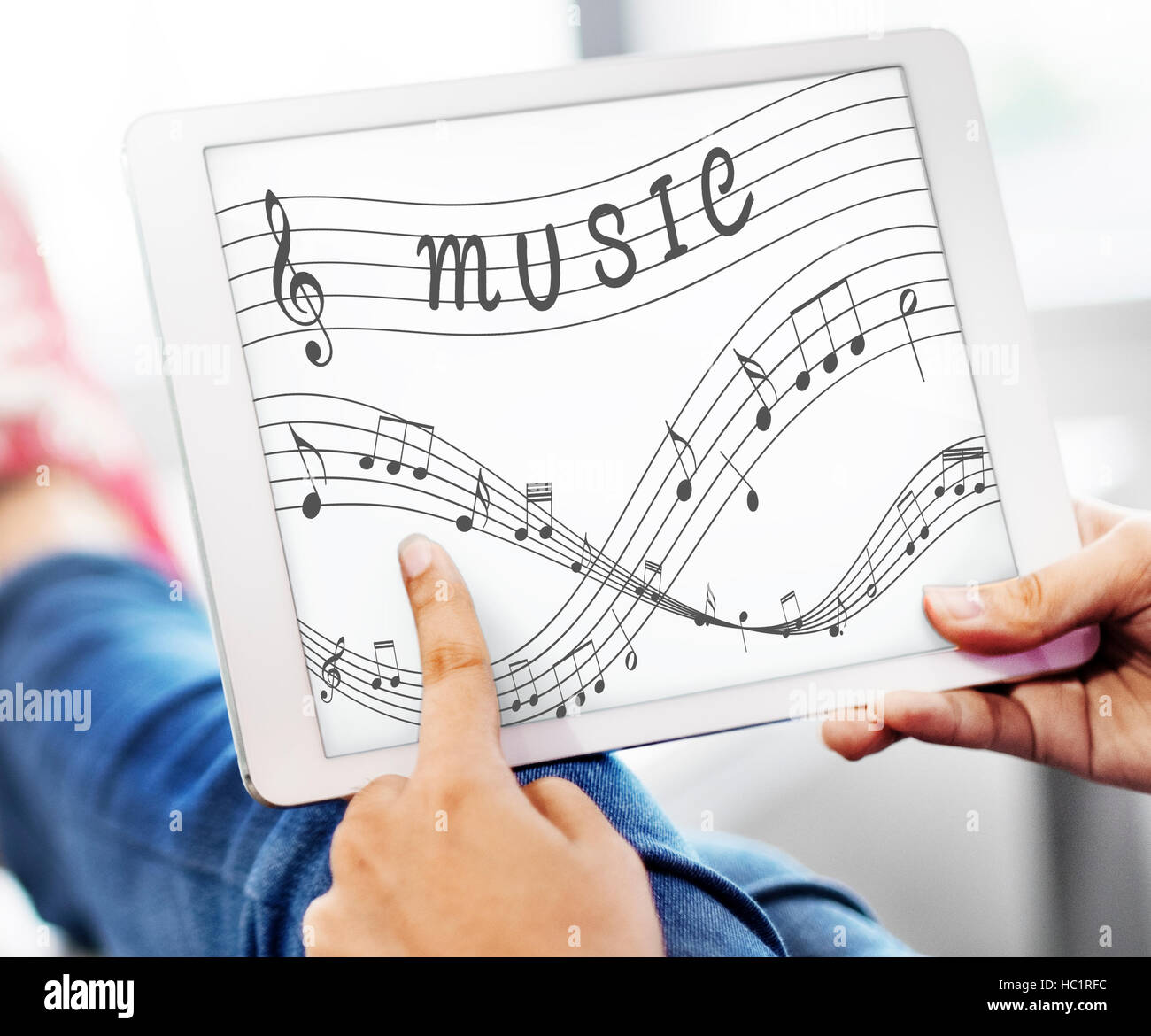 Music Notes Entertainment Melody Listening Concept Stock Photo - Alamy