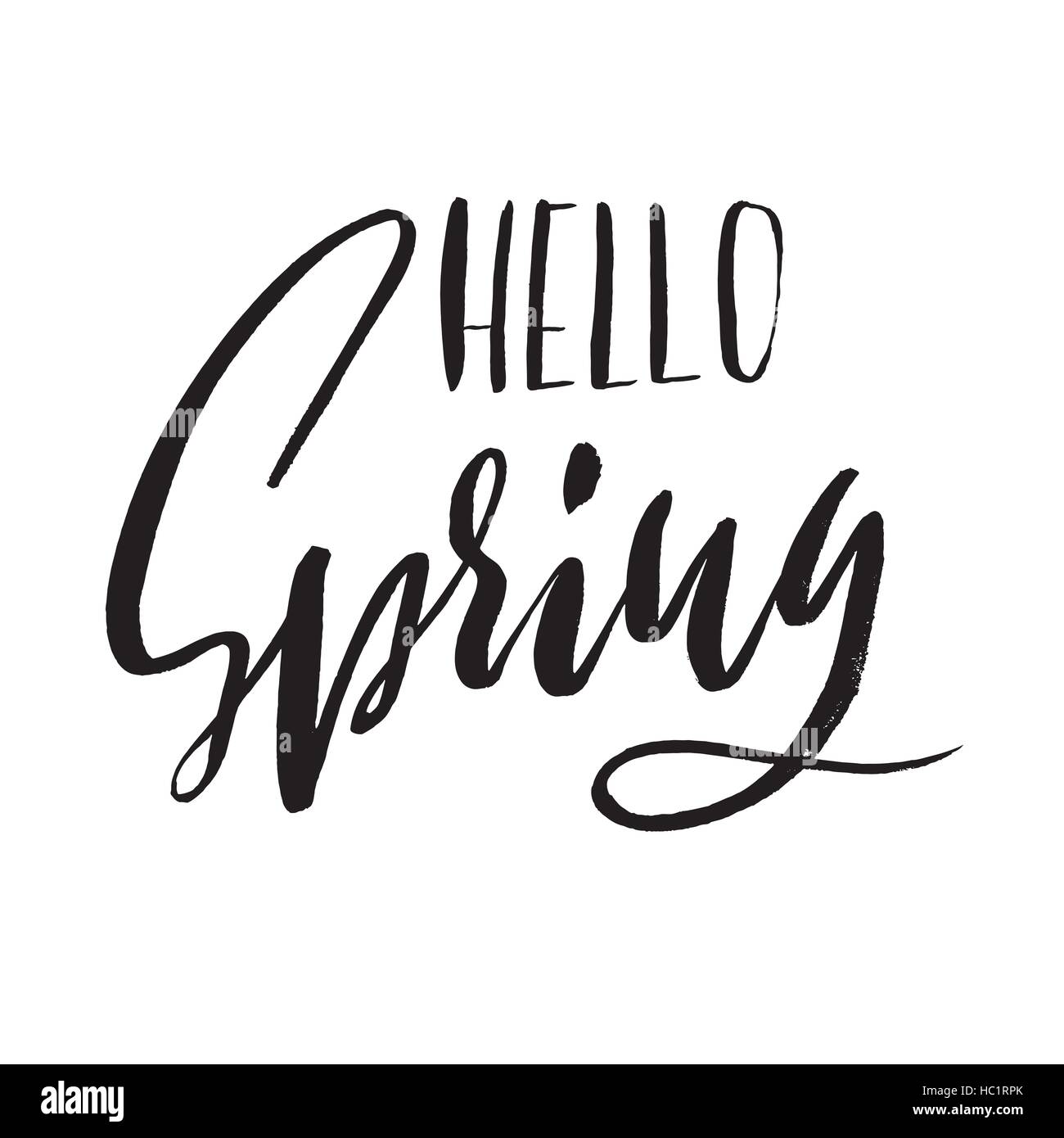 Hand lettered style spring design on a white background. Hello spring ...