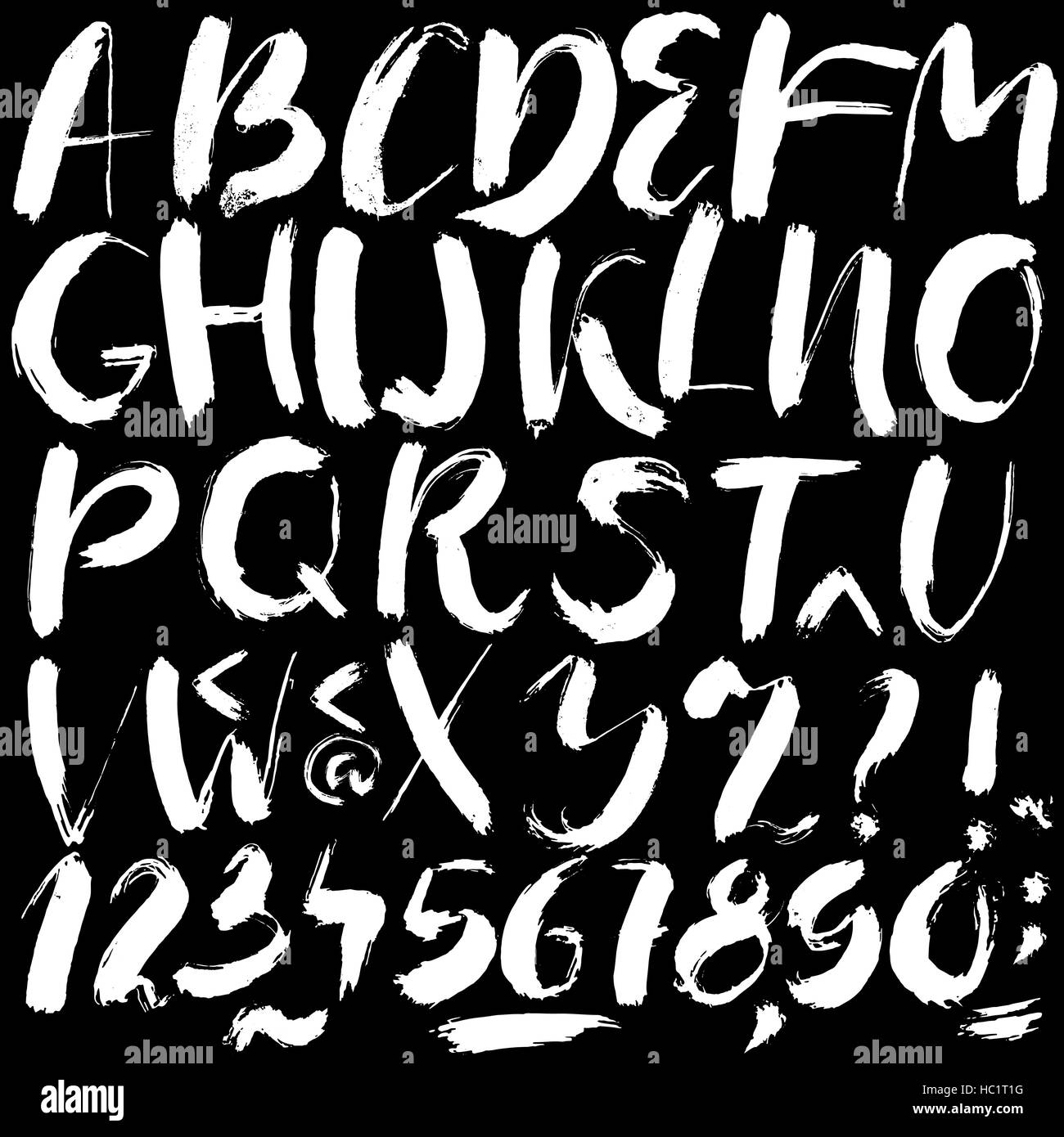 Hand drawn dry brush font. Grunge style alphabet Stock Vector Image ...