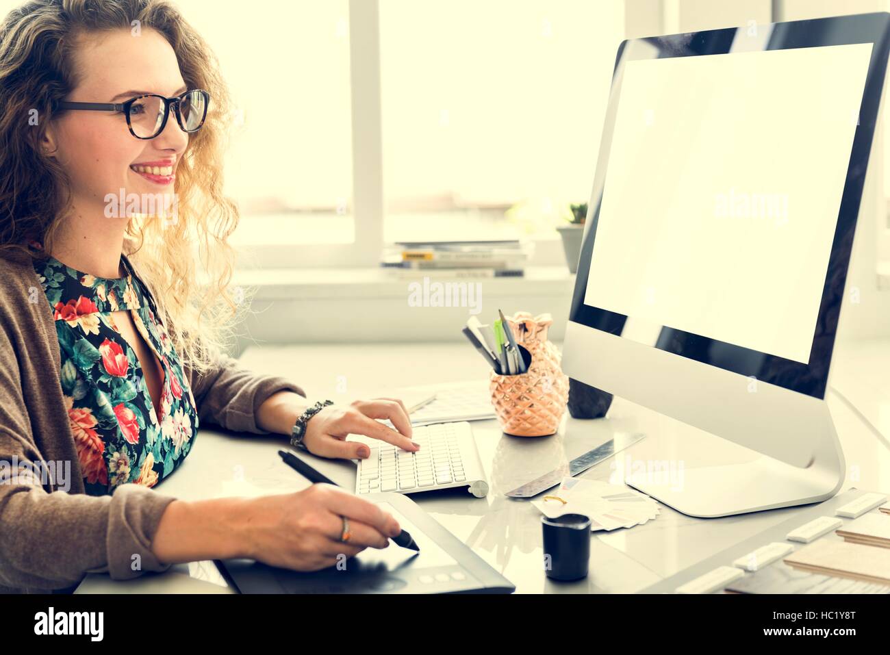 Woman Digital Device Internet Female Girl Concept Stock Photo - Alamy
