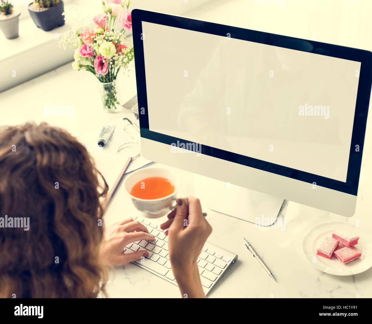 Woman Digital Device Internet Female Girl Concept Stock Photo - Alamy