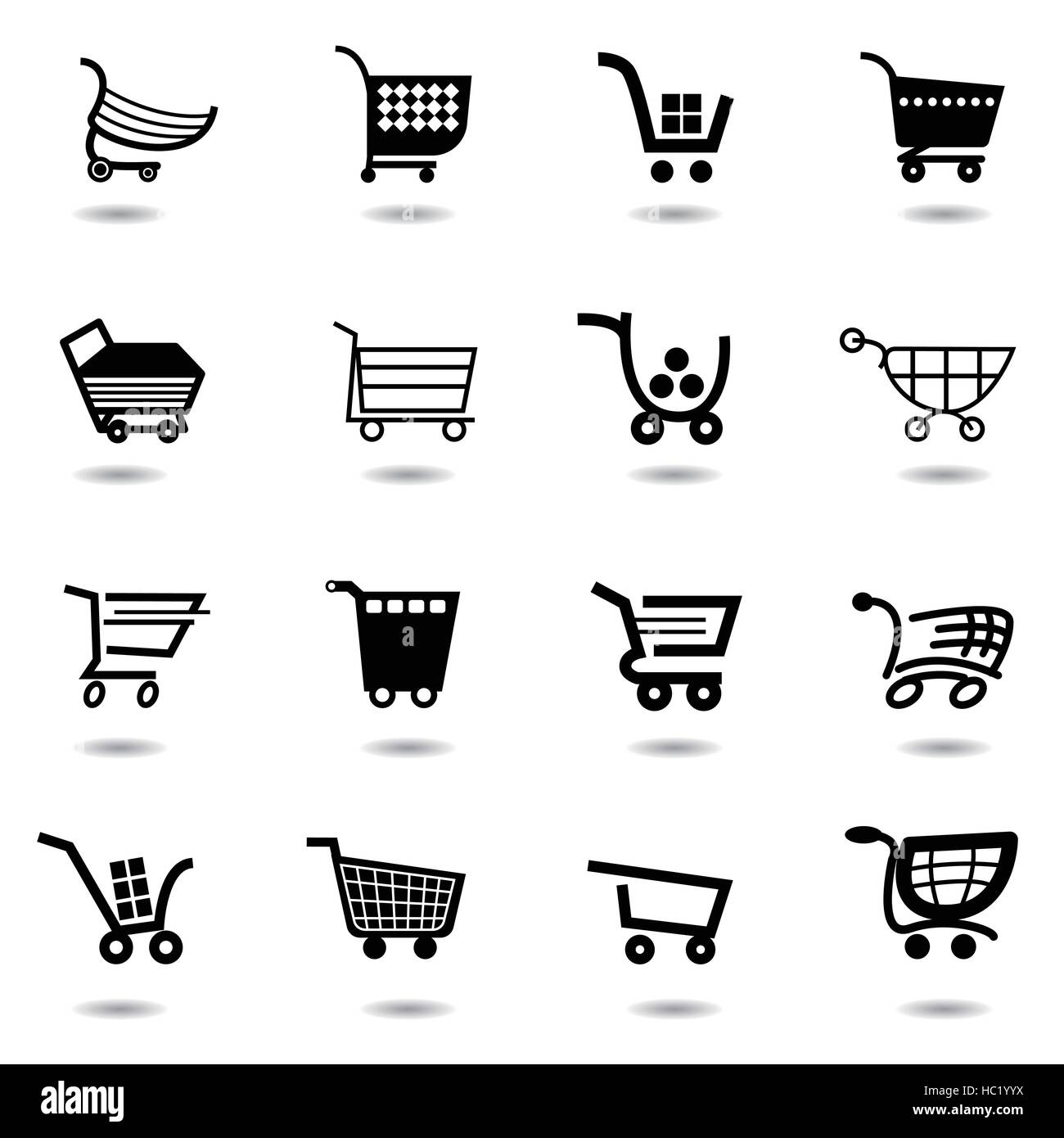 set collection of vector shopping cart icons Stock Vector Image & Art ...