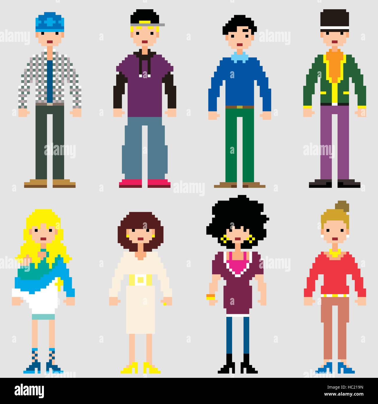Fashion Pixel People icons Stock Vector Image & Art - Alamy