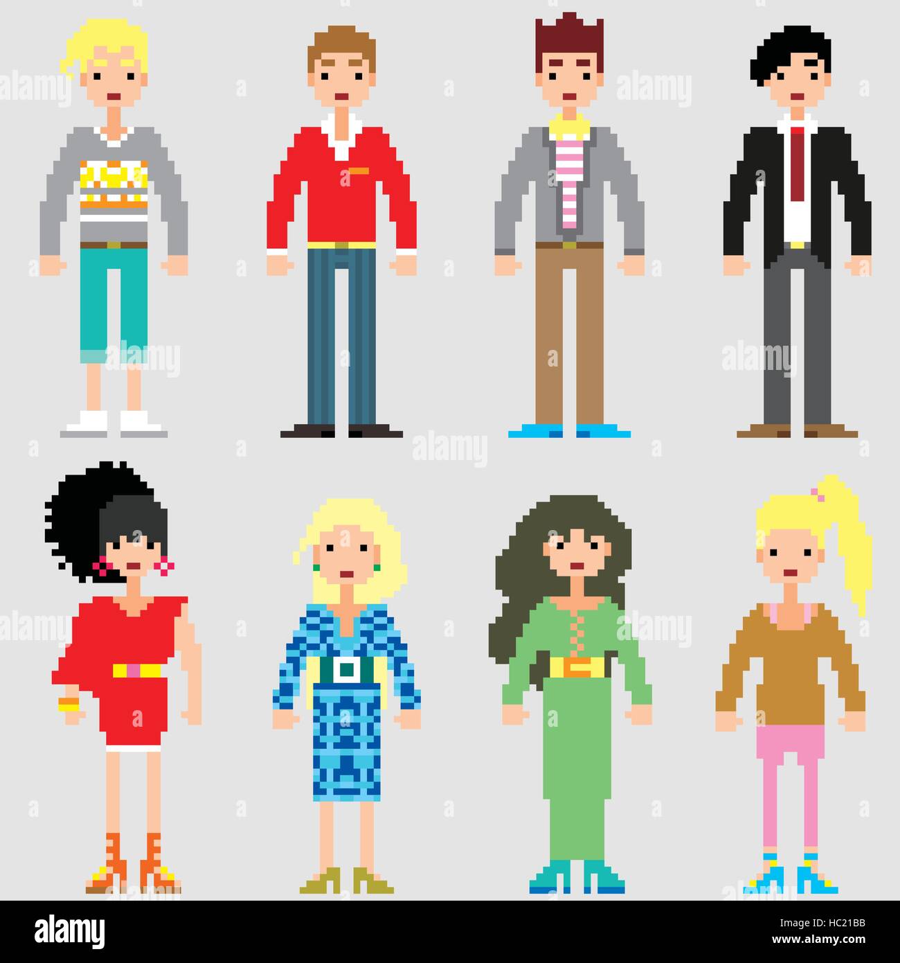 Fashion Pixel People icons Stock Vector Image & Art - Alamy