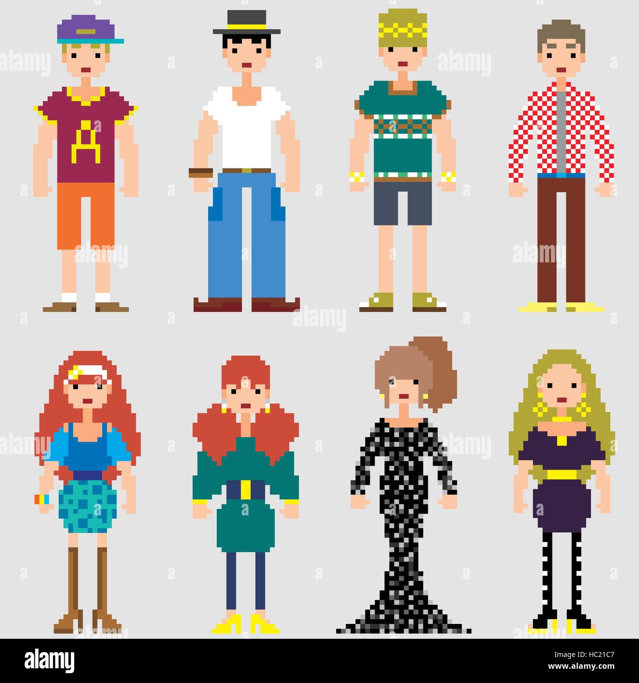 Fashion Pixel People icons Stock Vector Image & Art - Alamy